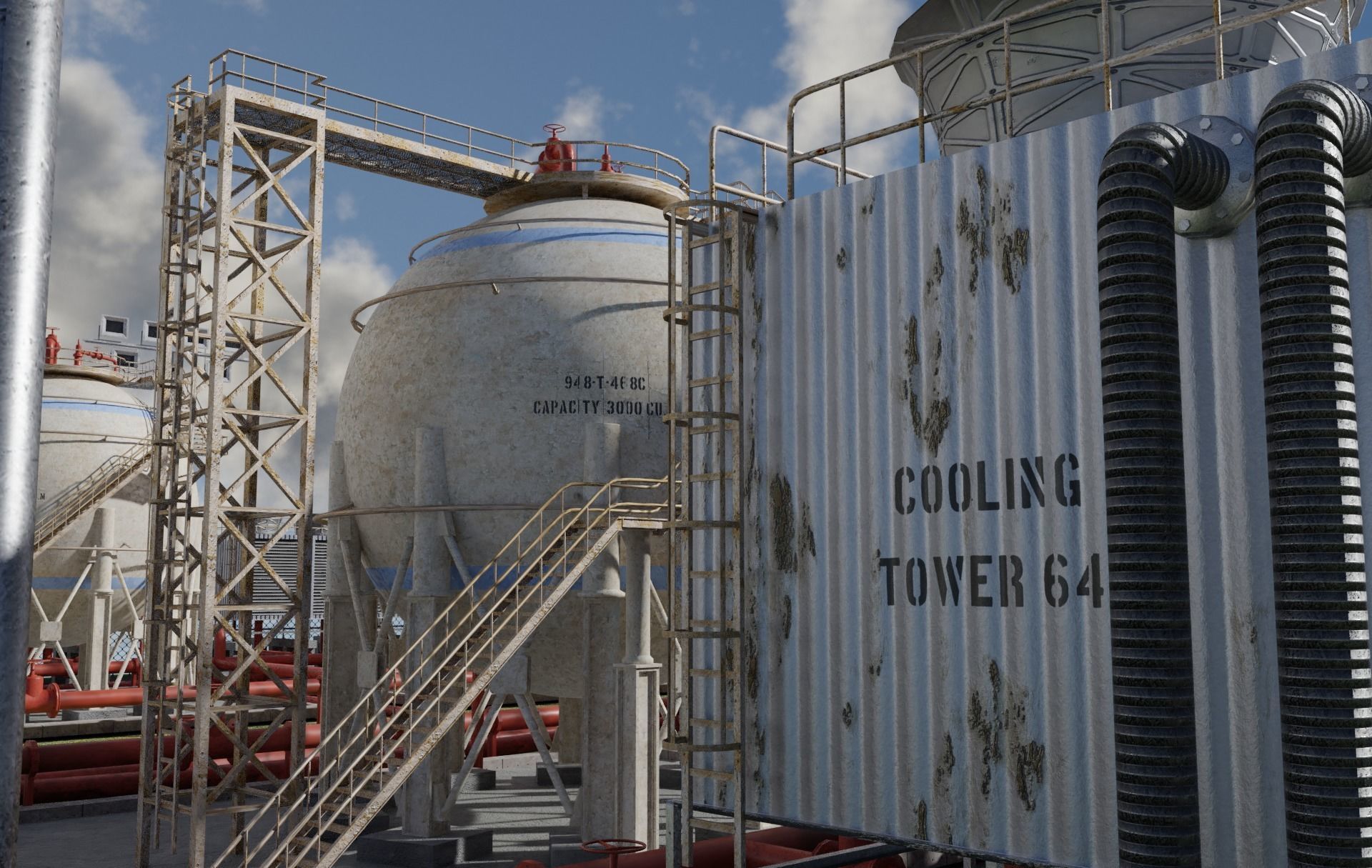 3D model Petroleum Refinery Storage Tanks VR / AR / low-poly | CGTrader