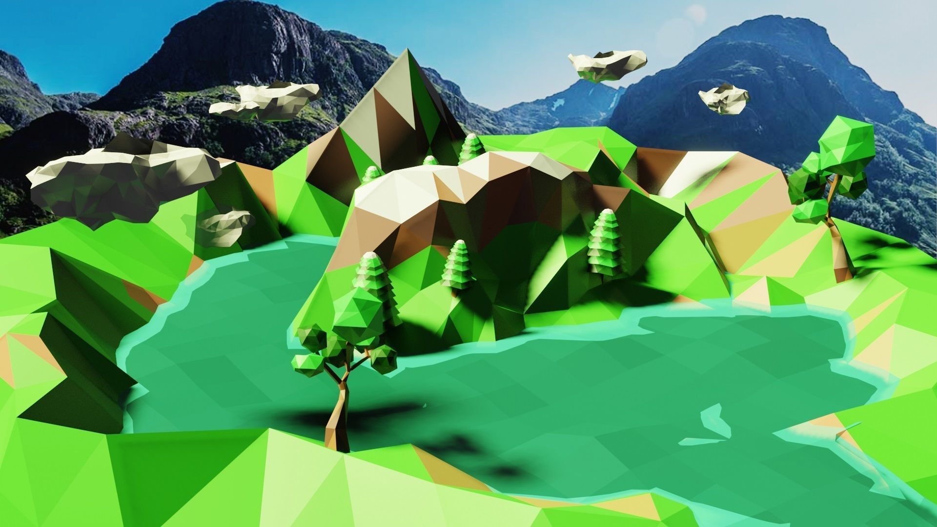 3d Model Low Poly Land Vr Ar Low Poly Cgtrader