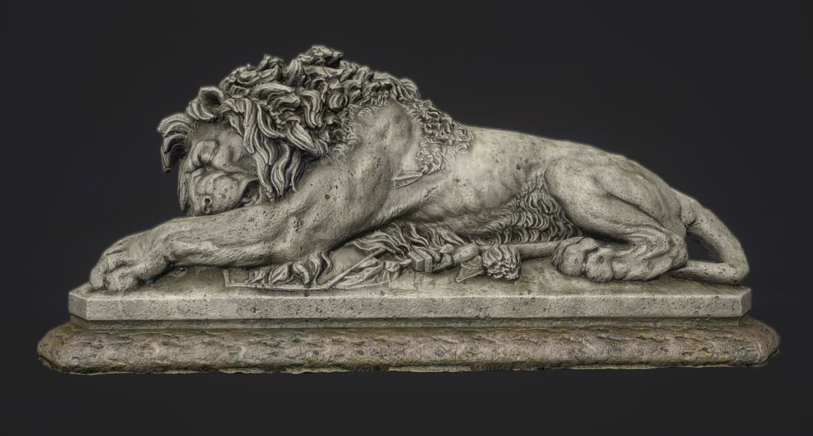 3D model Old statue lion Low-poly realistic PBR 3D model and printable ...