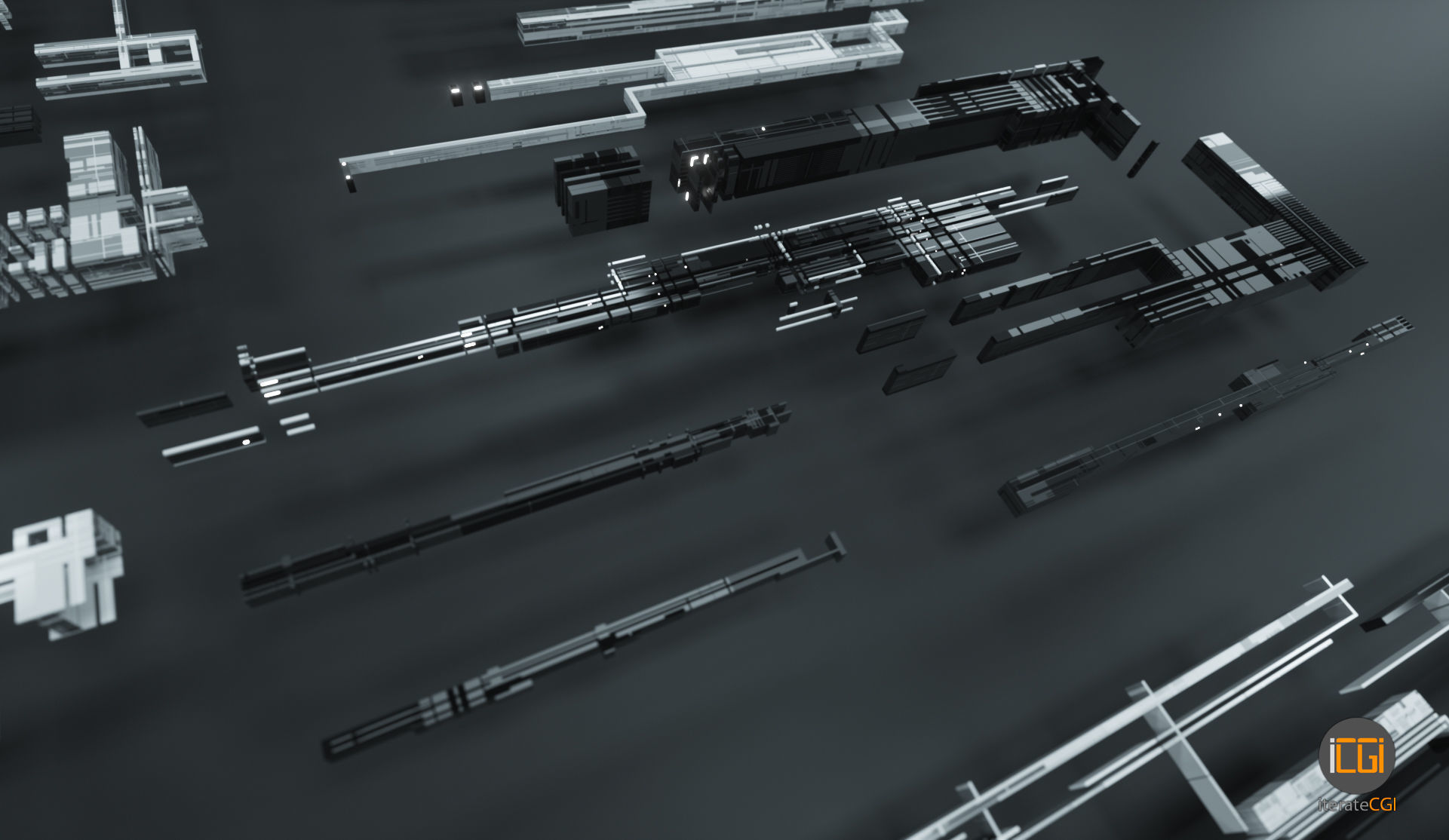 3D model Tech Greebles set 3 VR / AR / low-poly | CGTrader