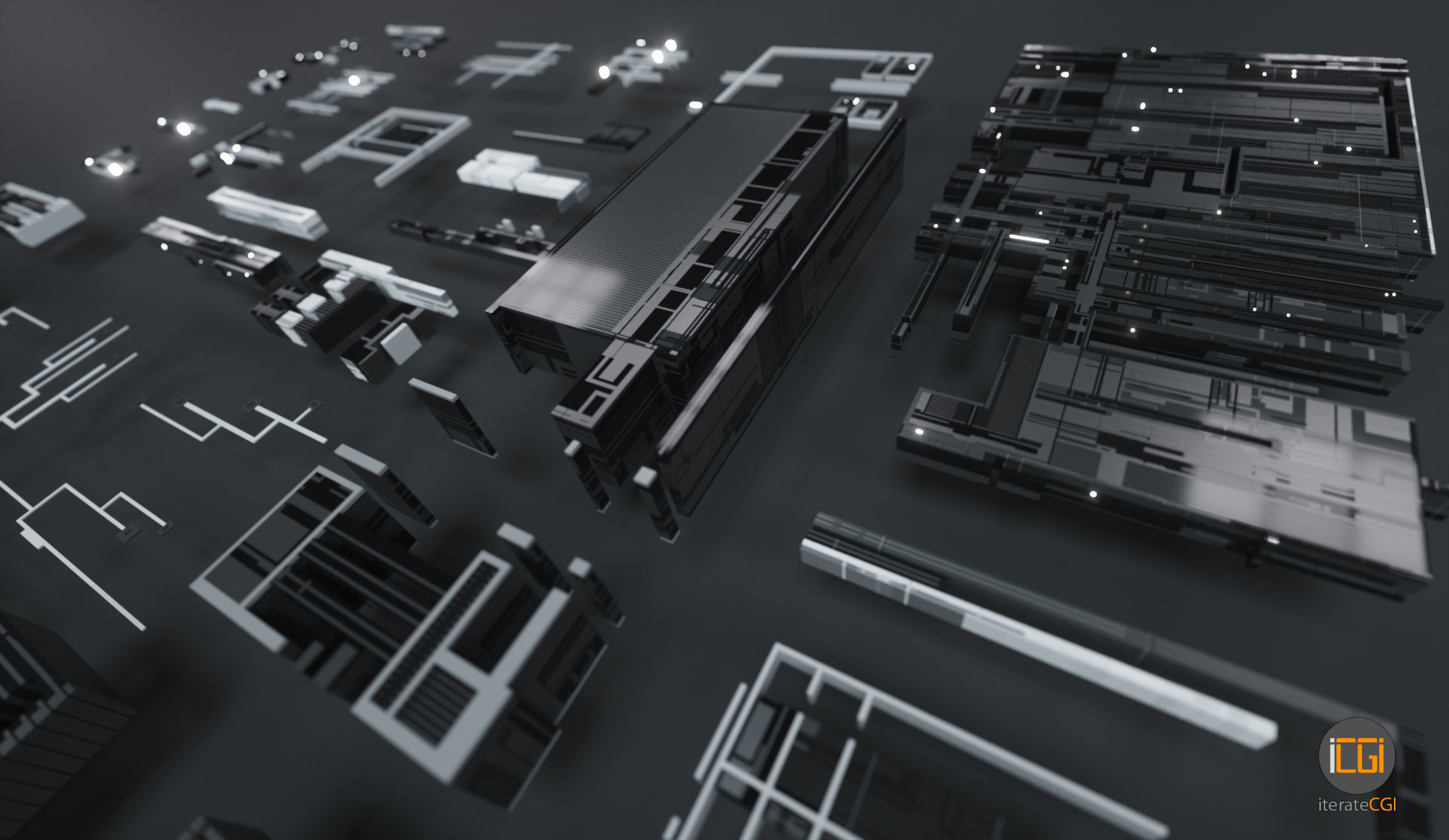 3D model Tech Greebles set 3 VR / AR / low-poly | CGTrader