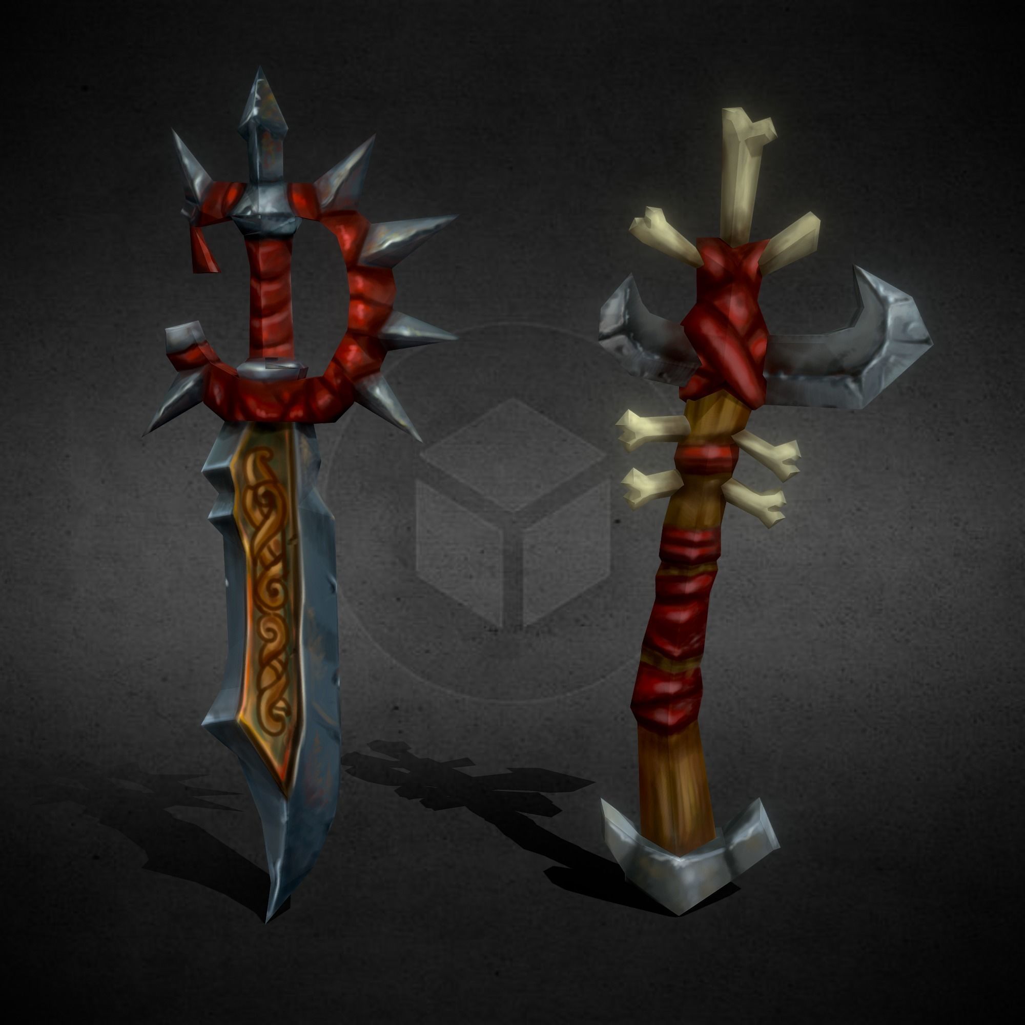 3D model Sword and Axe Stylized Weapons Game-Ready Low-Poly VR AR VR ...