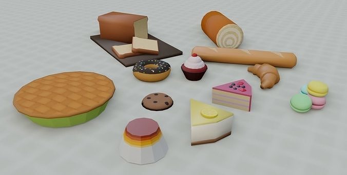 3D model Bakery Set types of food VR / AR / low-poly | CGTrader