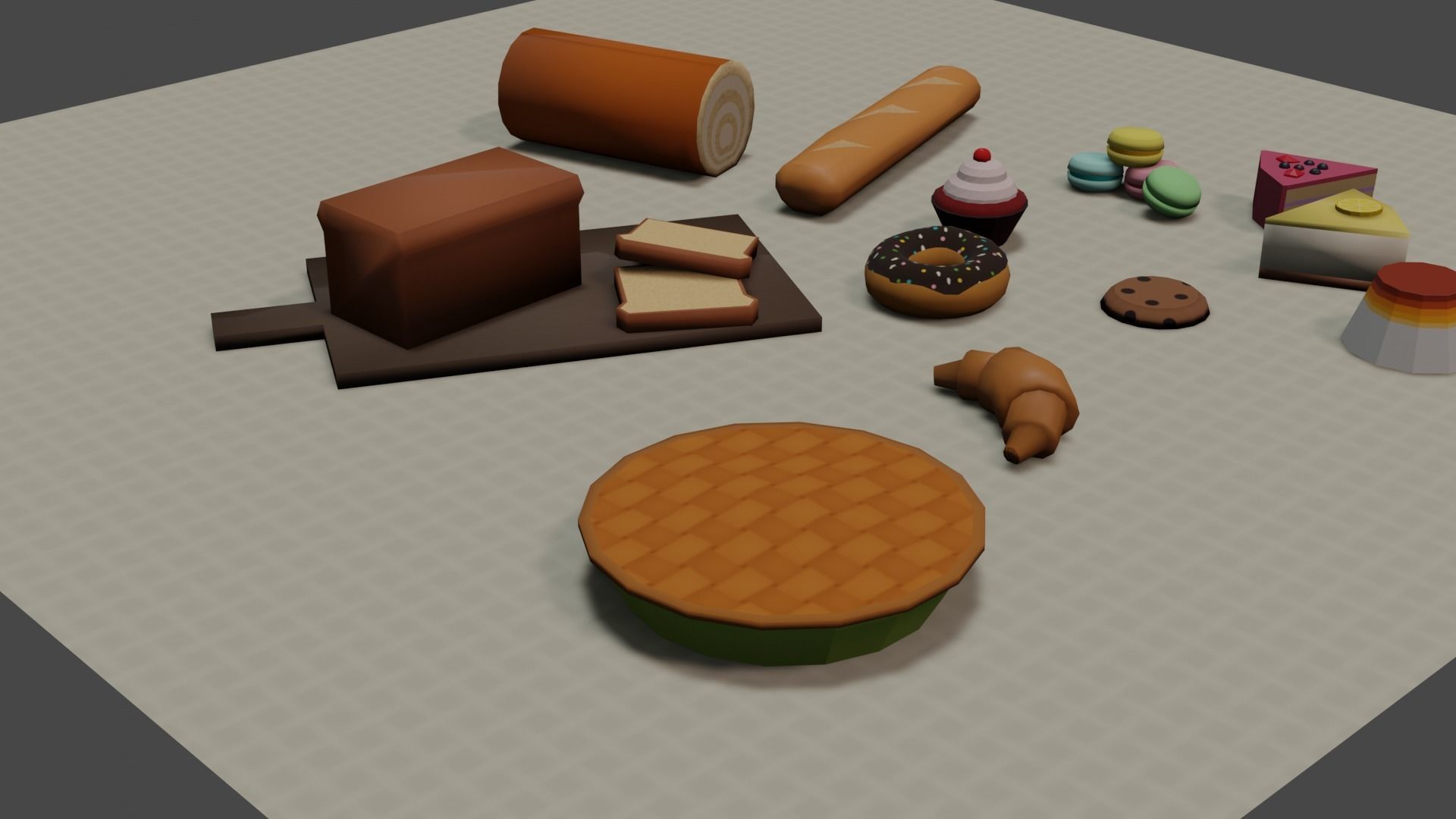 3D model Bakery Set types of food VR / AR / low-poly | CGTrader