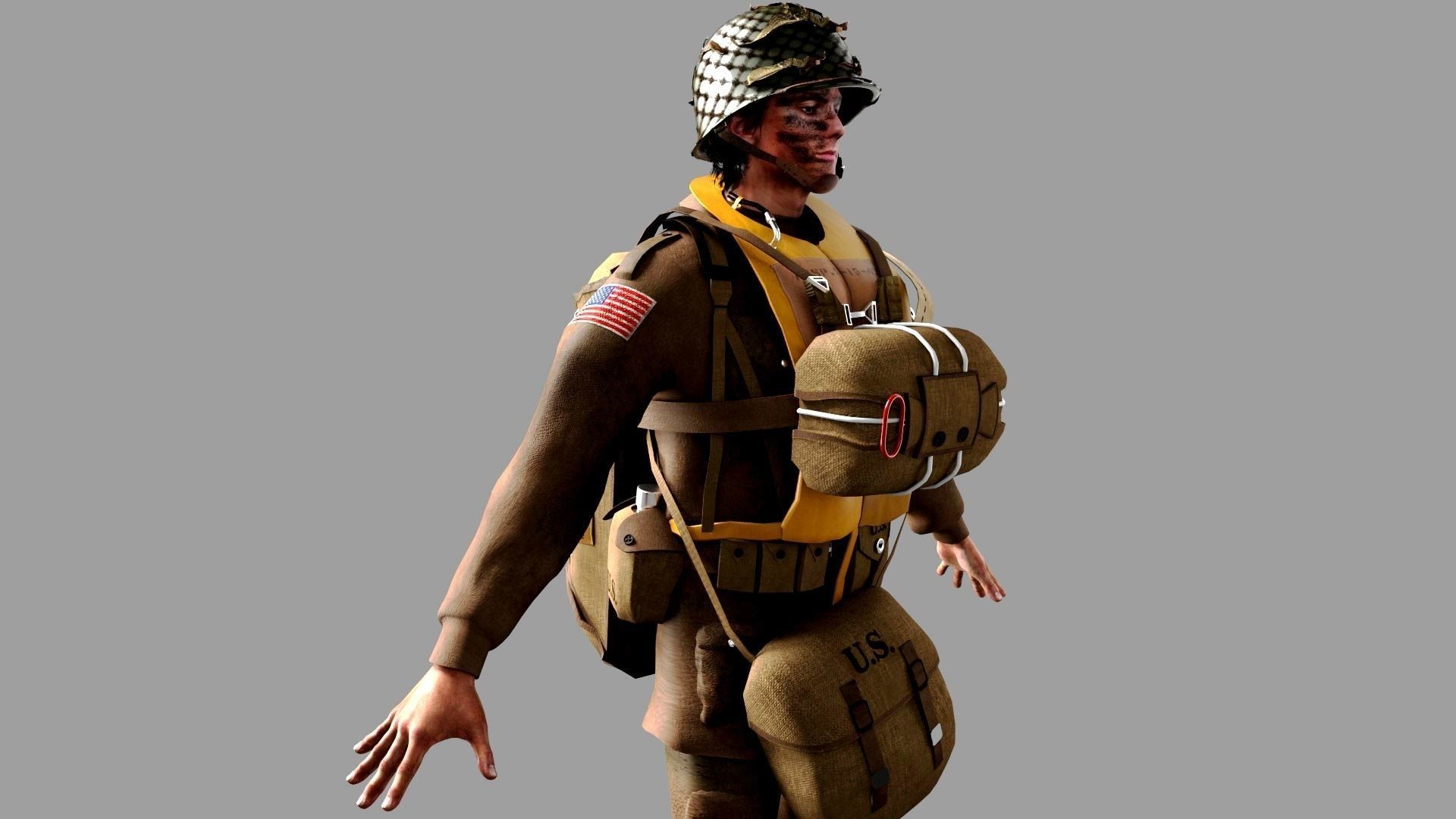 World War 2 US Paratrooper 3D model | CGTrader