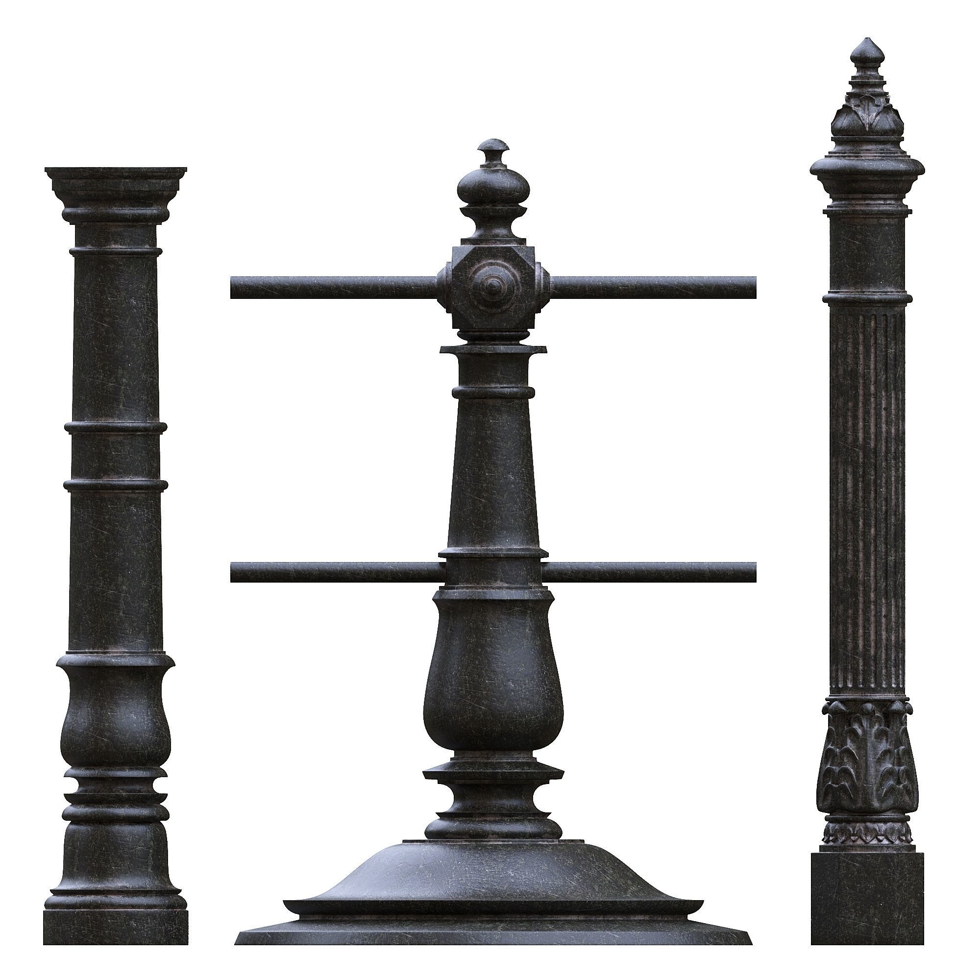 Street cast iron posts P1-2 3D model | CGTrader