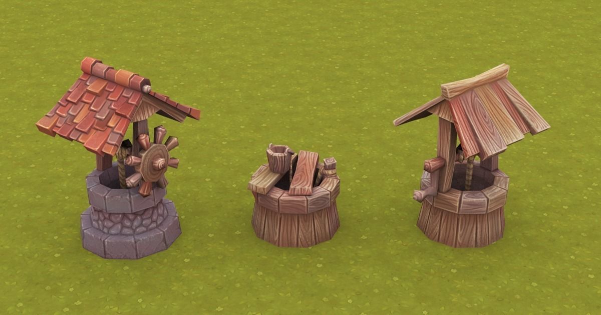 Low Poly well set with three stages 3D model | CGTrader