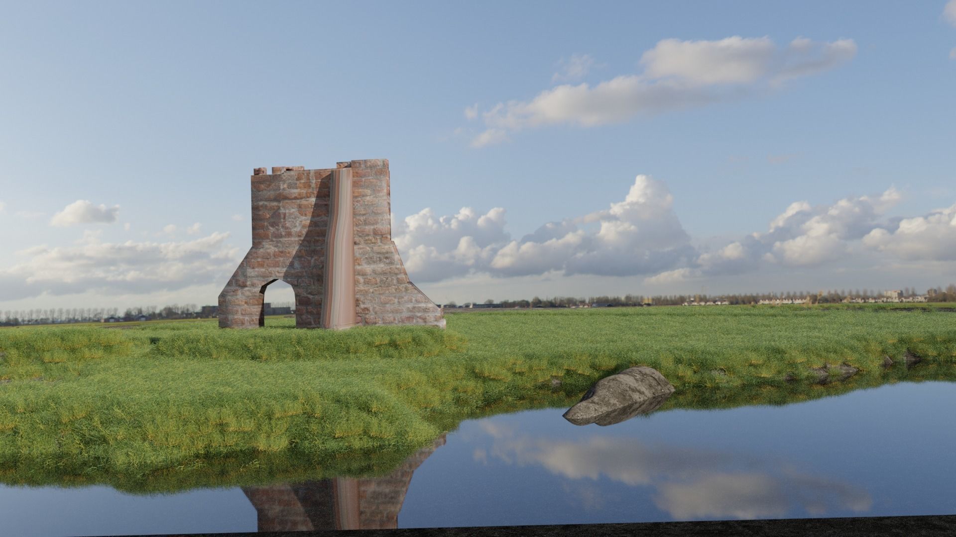 GRASS LAND WITH MEDIEVAL WALL 3D model | CGTrader