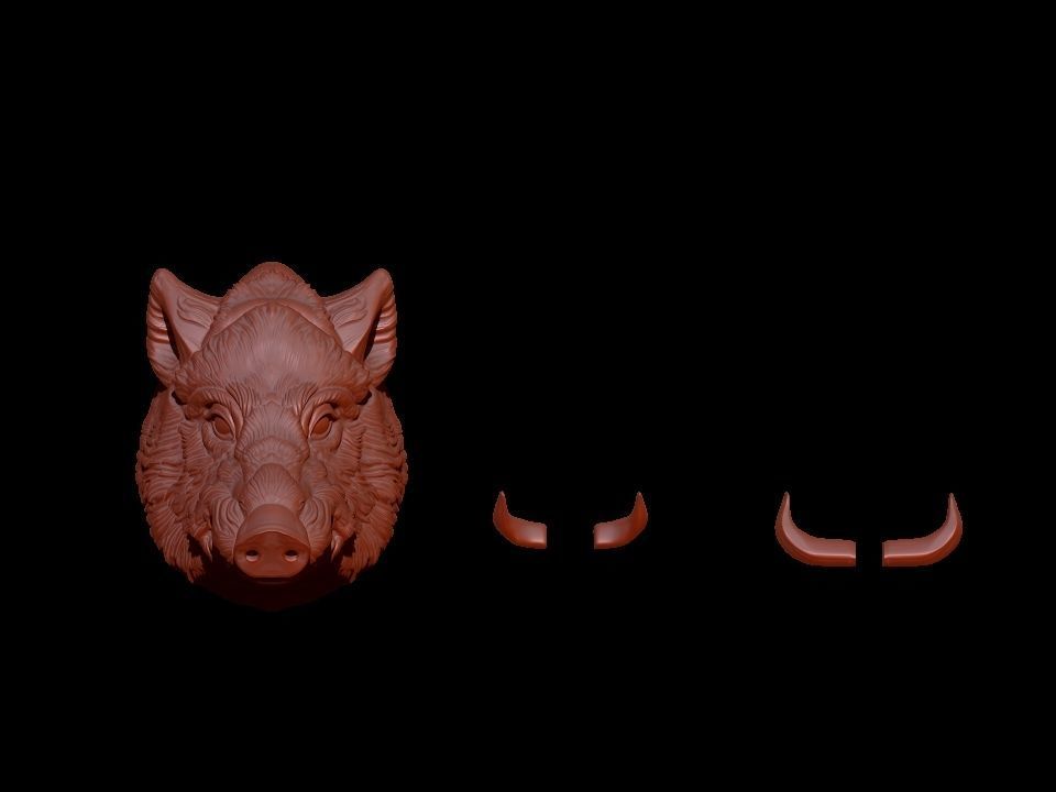 Boar Head 3D model 3D printable | CGTrader