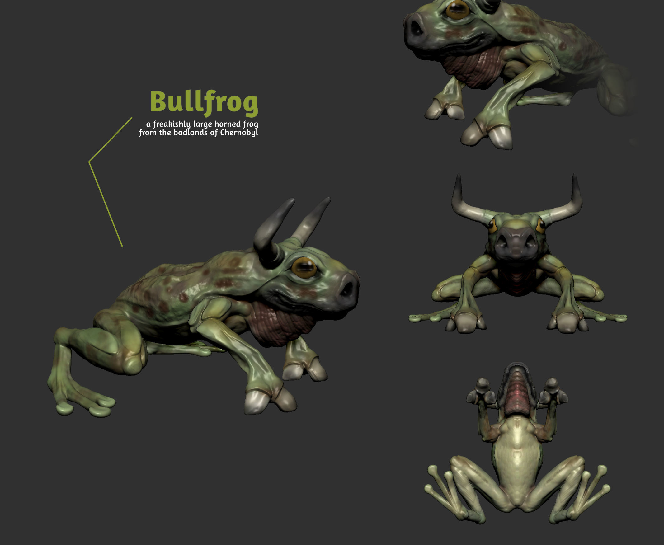 3D model Bullfrog VR / AR / low-poly OBJ BLEND ZTL