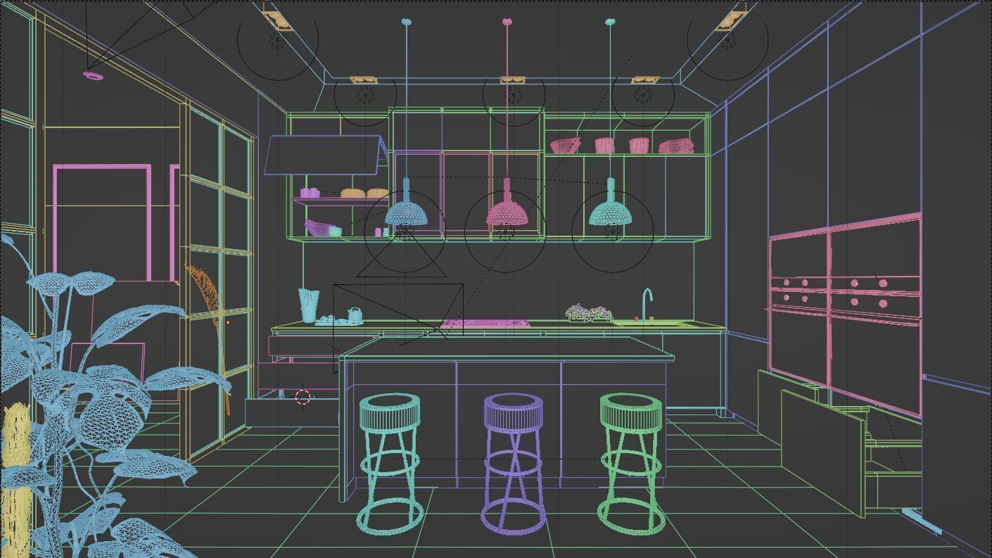 3D model Kitchen 3D Animation InteriorDesign VR / AR / low-poly ...