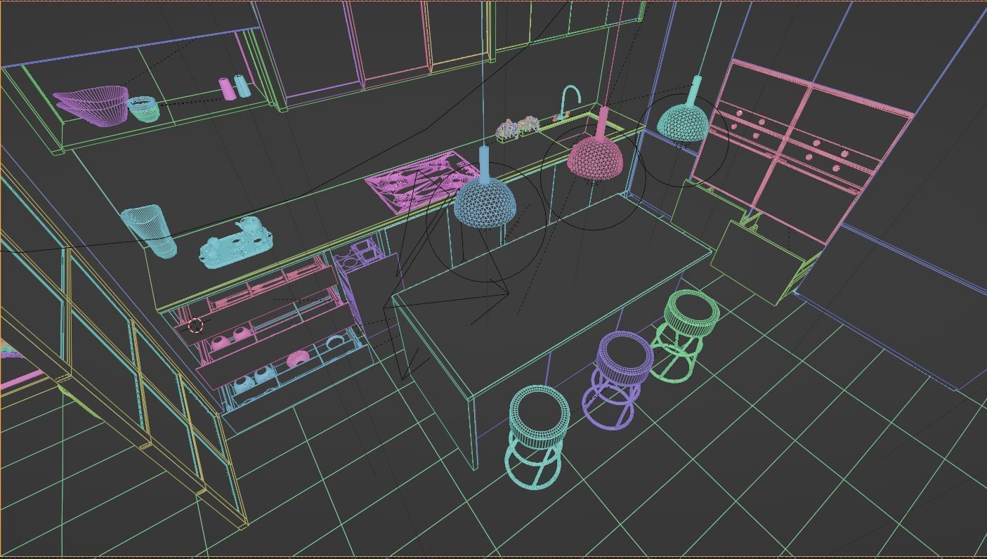 3D model Kitchen 3D Animation InteriorDesign VR / AR / low-poly ...