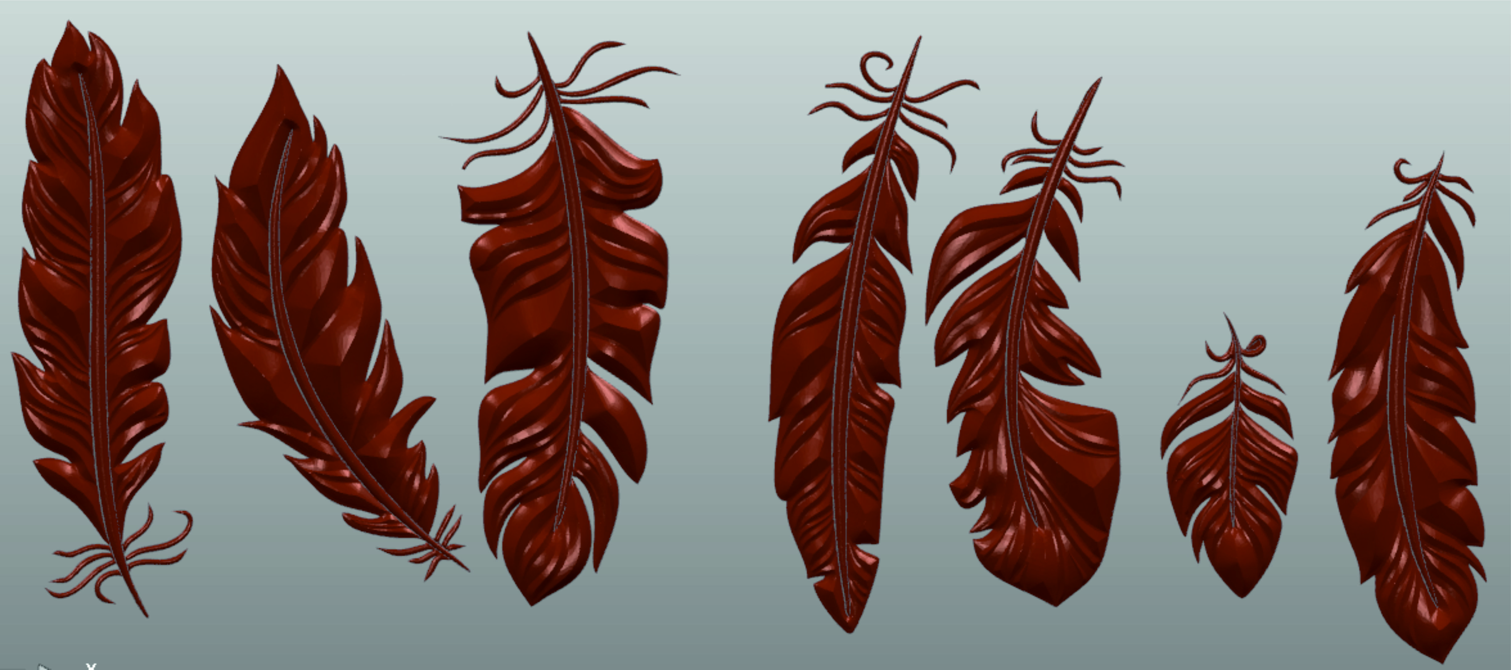 Feathers Set CNC 3D model 3D printable | CGTrader