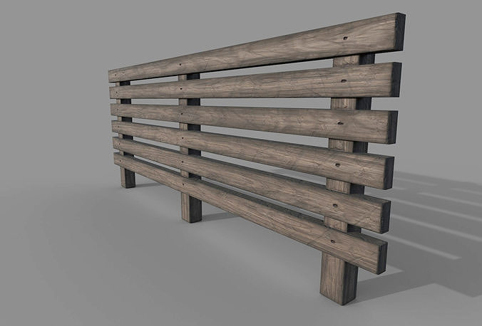 3D model Wood Fence Low-poly 3D model Low-poly 3D model VR / AR / low ...