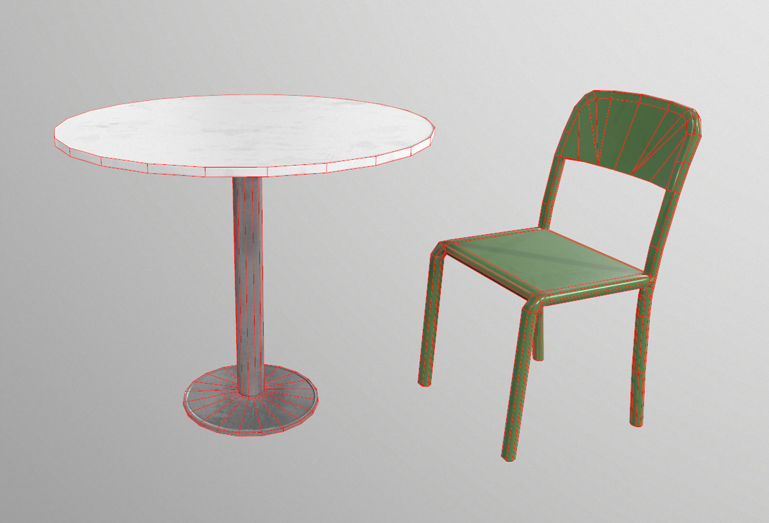 3D model Street table and chair VR / AR / low-poly | CGTrader