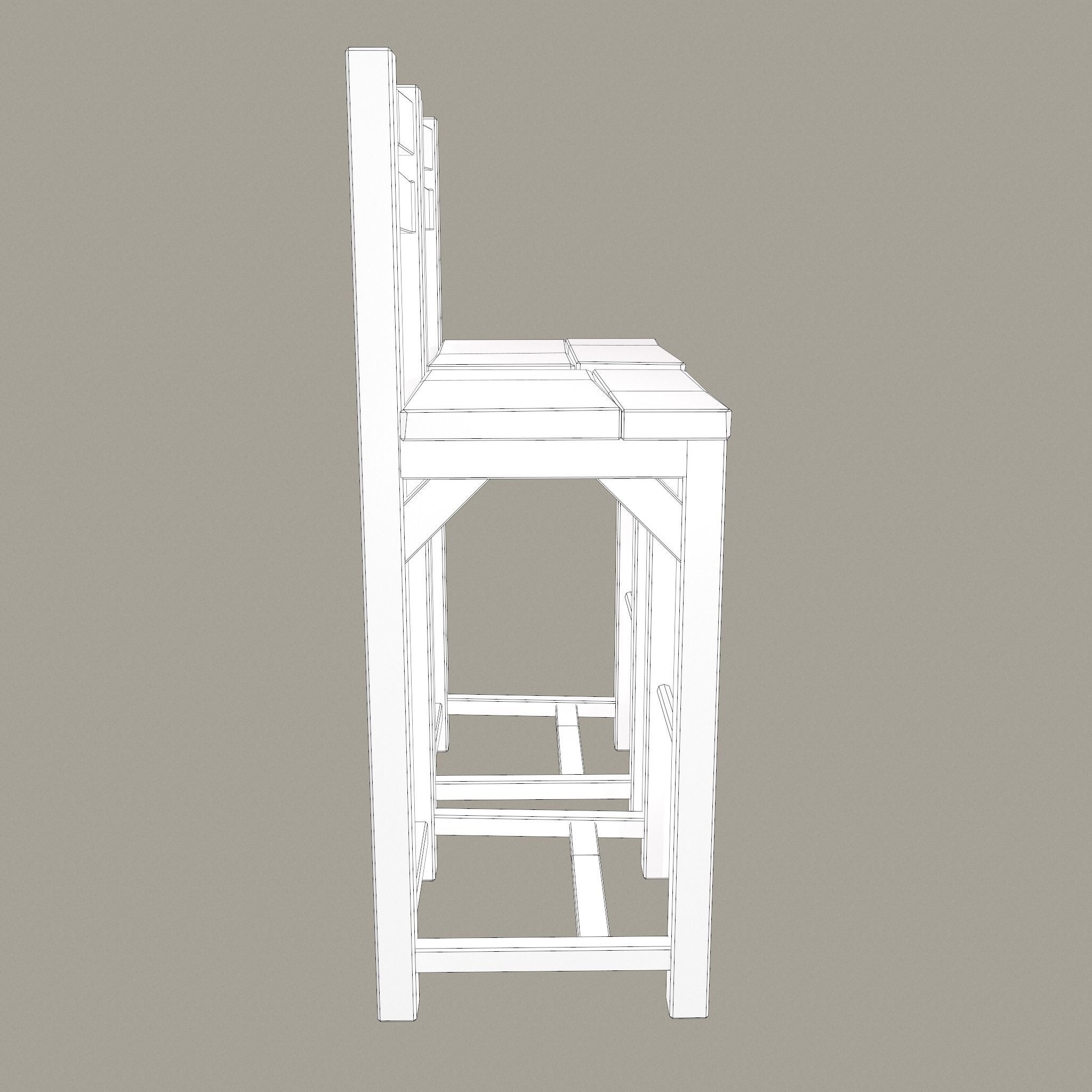 3D Model Collection Medieval Tavern Style High Table and Chairs VR / AR ...