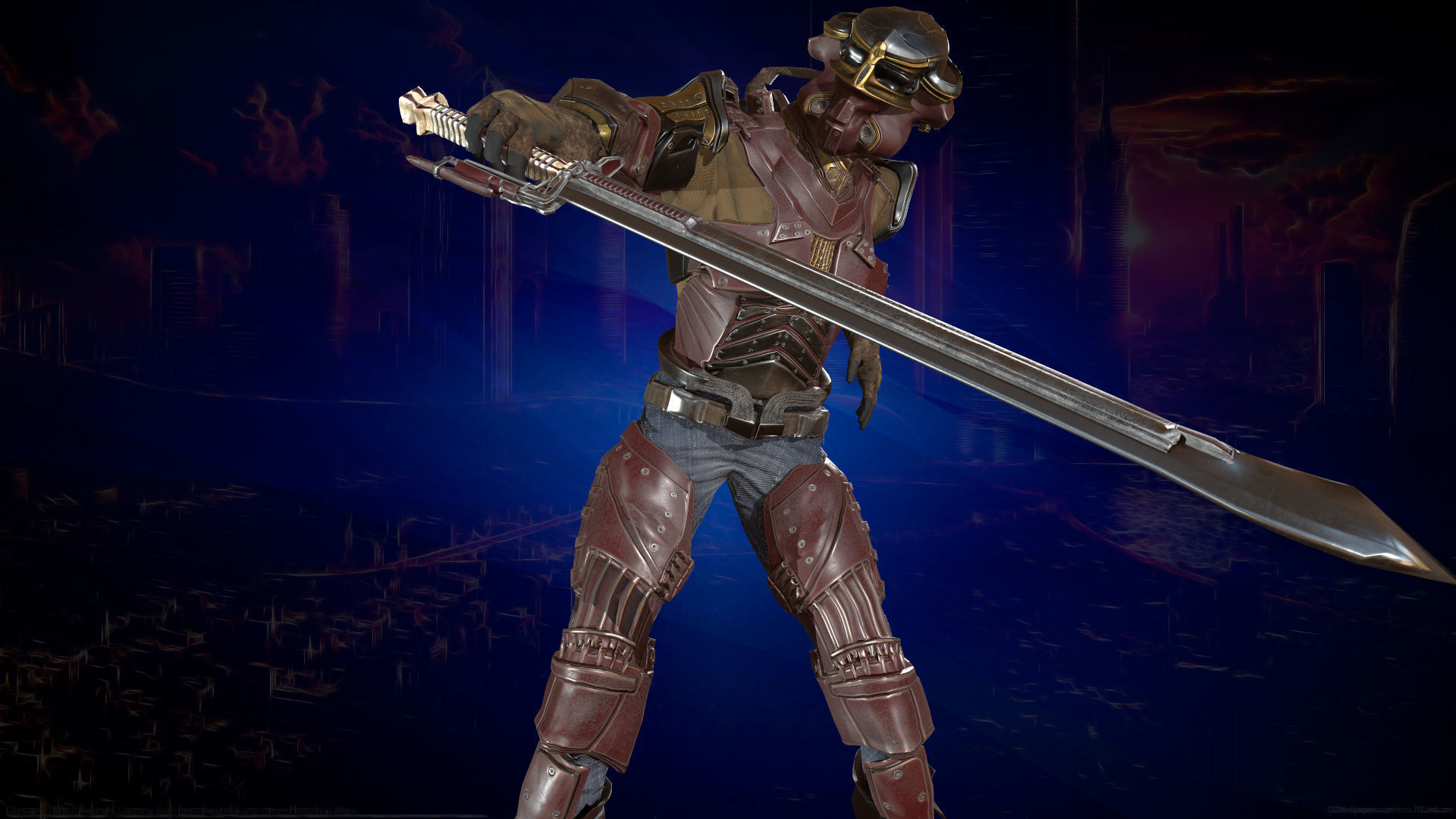 3D model modern knight in red VR / AR / low-poly rigged animated | CGTrader