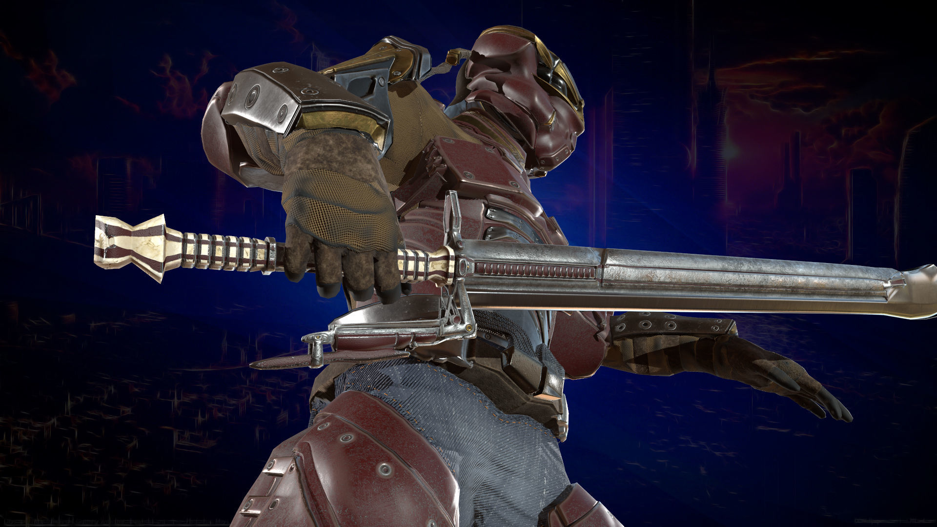 3D model modern knight in red VR / AR / low-poly rigged animated | CGTrader