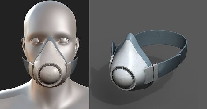 3D model Gas mask protection safety futuristic technology VR / AR / low ...