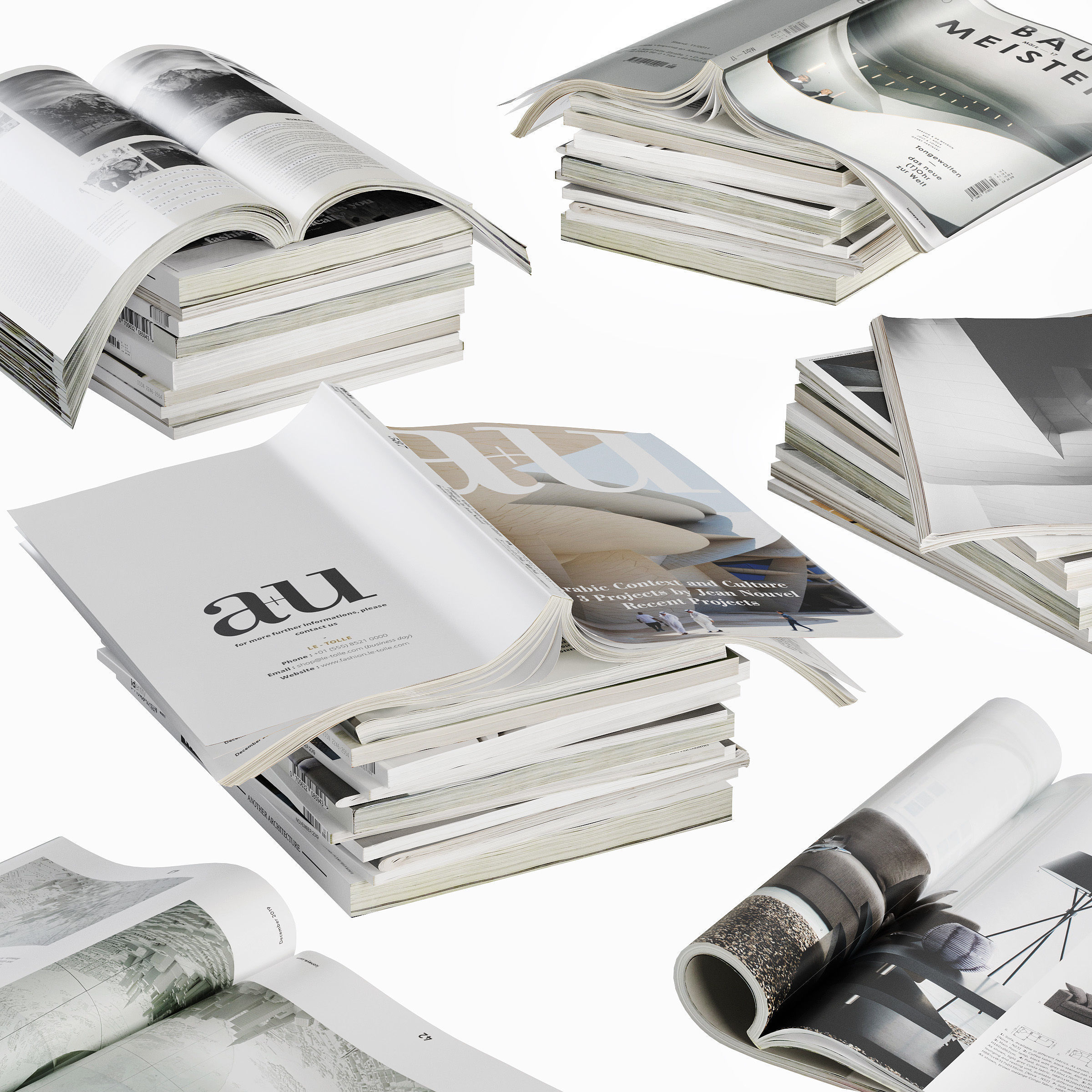 Opened magazines stack set 3D model | CGTrader
