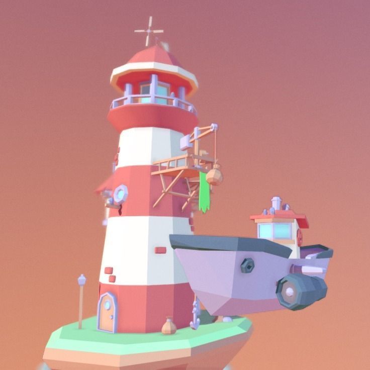 3D model Lighthouse in the sky VR / AR / low-poly animated | CGTrader