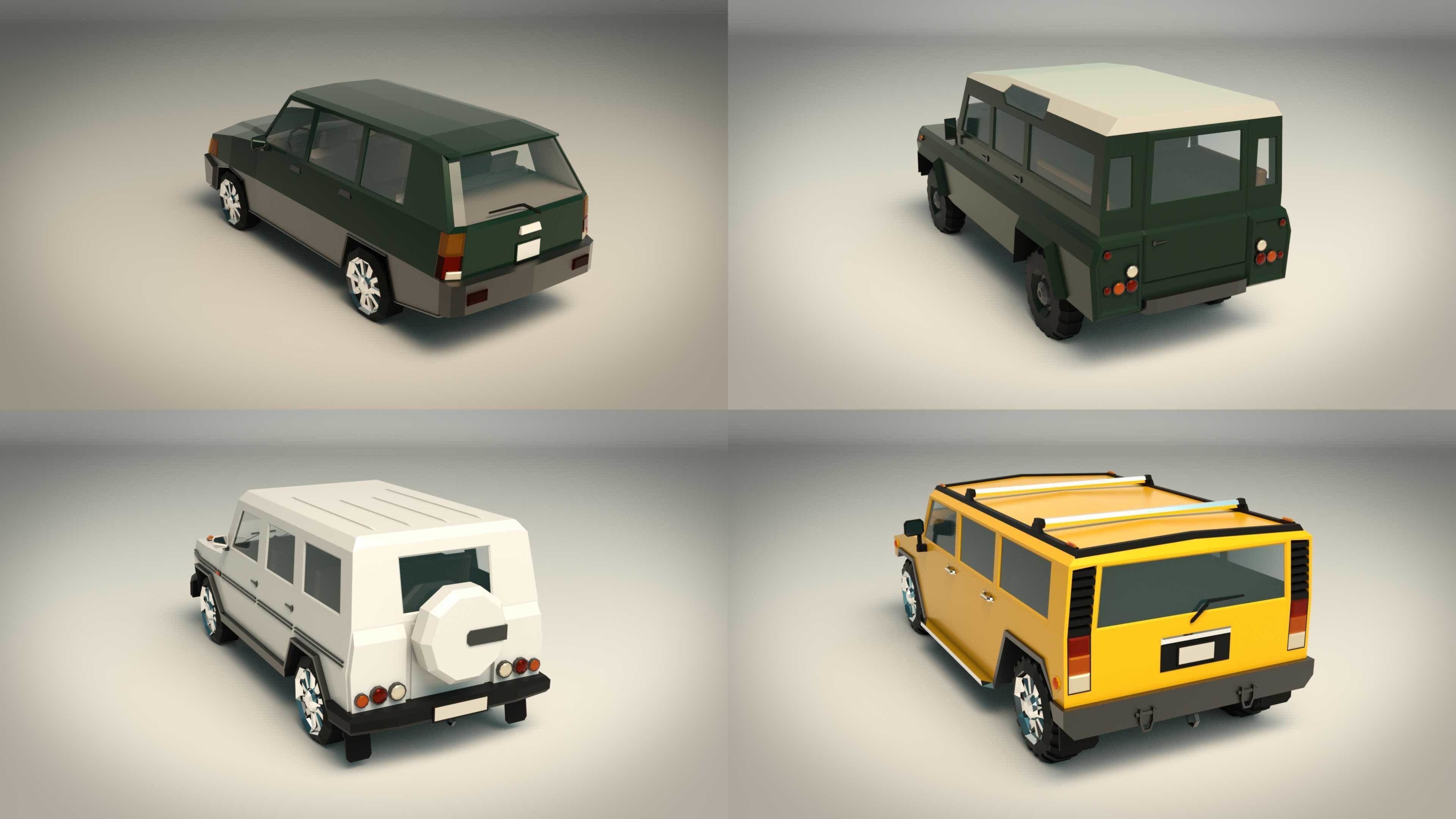 3D Model Collection Low Poly SUV Pack 01 VR / AR / low-poly | CGTrader