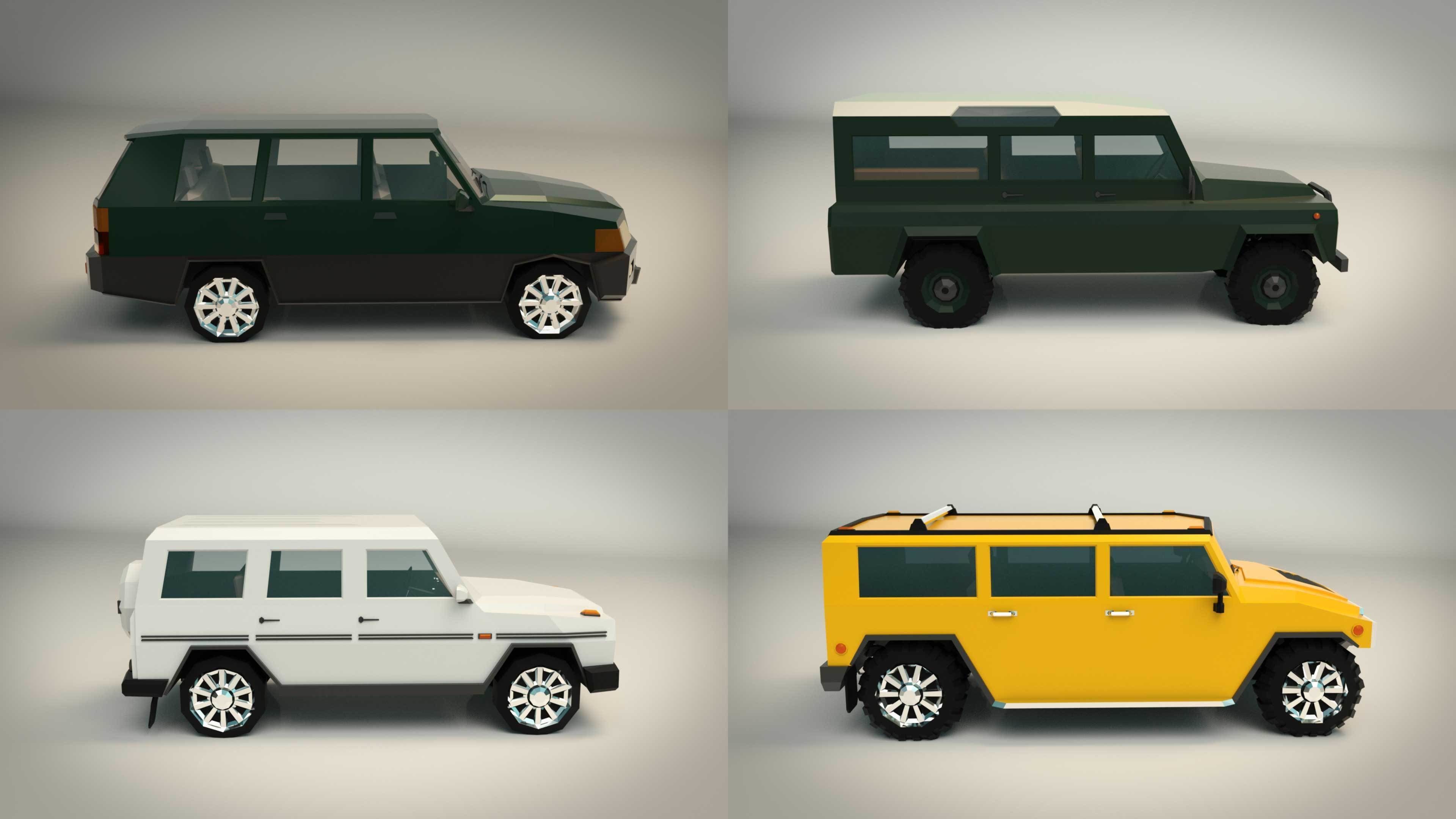 3D Model Collection Low Poly SUV Pack 01 VR / AR / low-poly | CGTrader