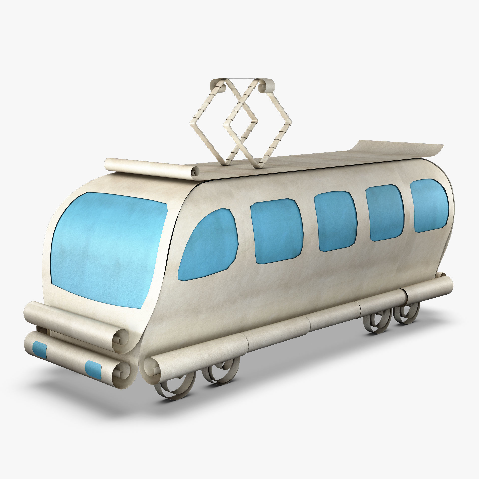 railway Tram Paper v 1 3D model | CGTrader