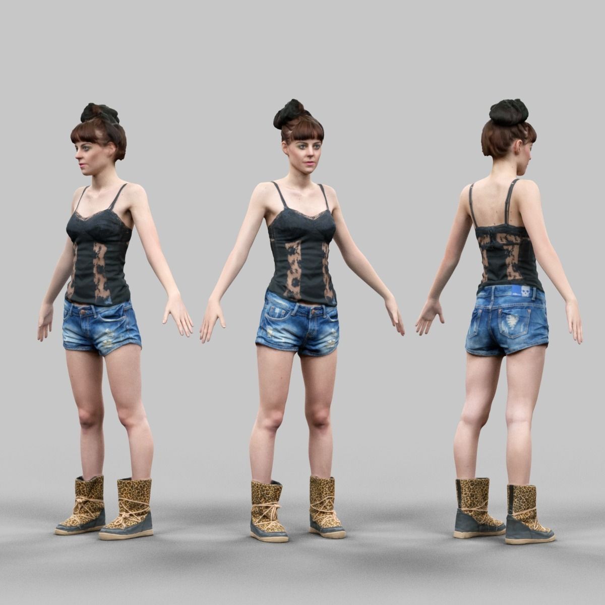 3D model 10 A-Pose Rig Ready Female Characters VR / AR / low-poly ...