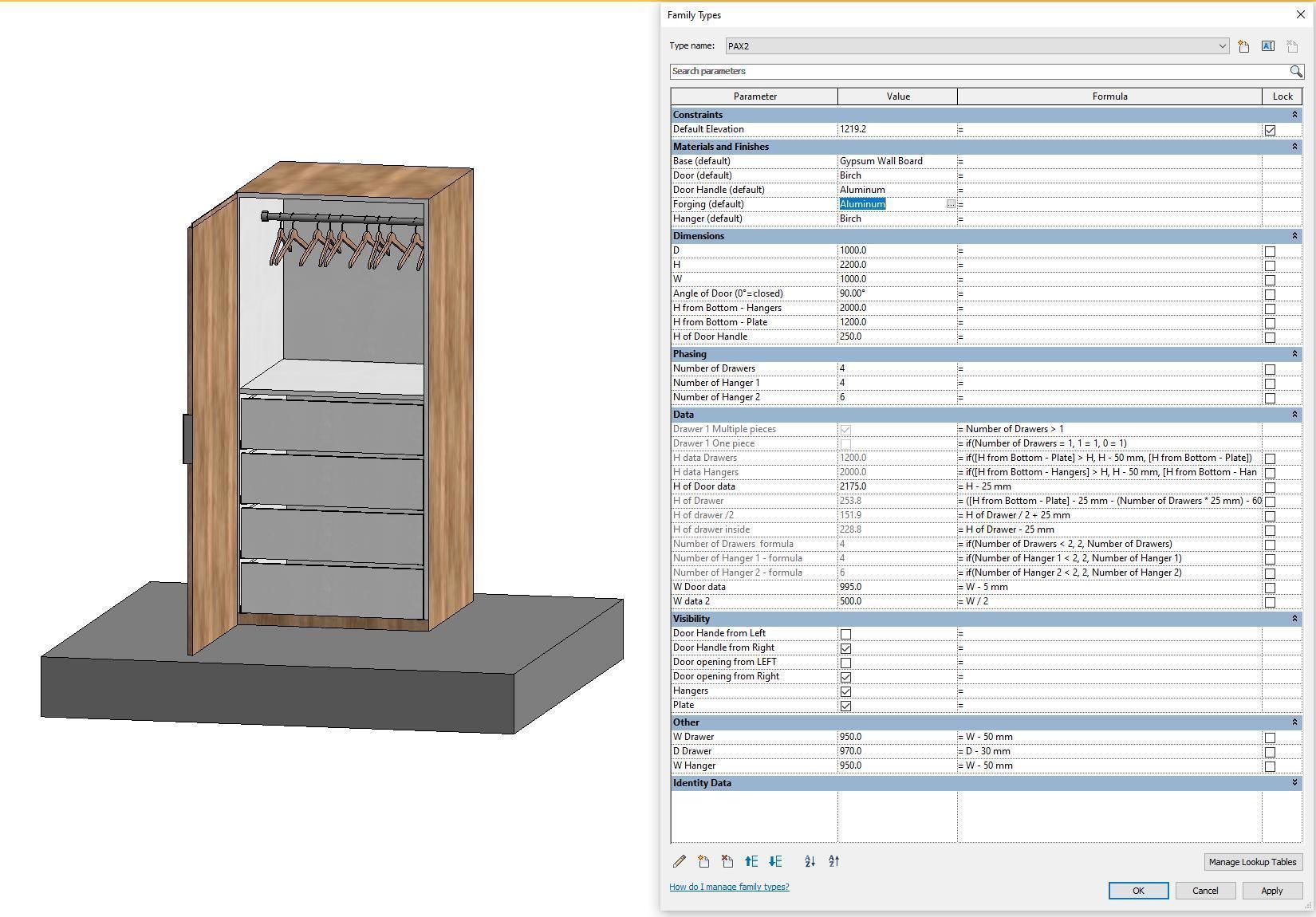 3D model Cupboard 2 - Full parametric Revit Family VR / AR / low-poly ...