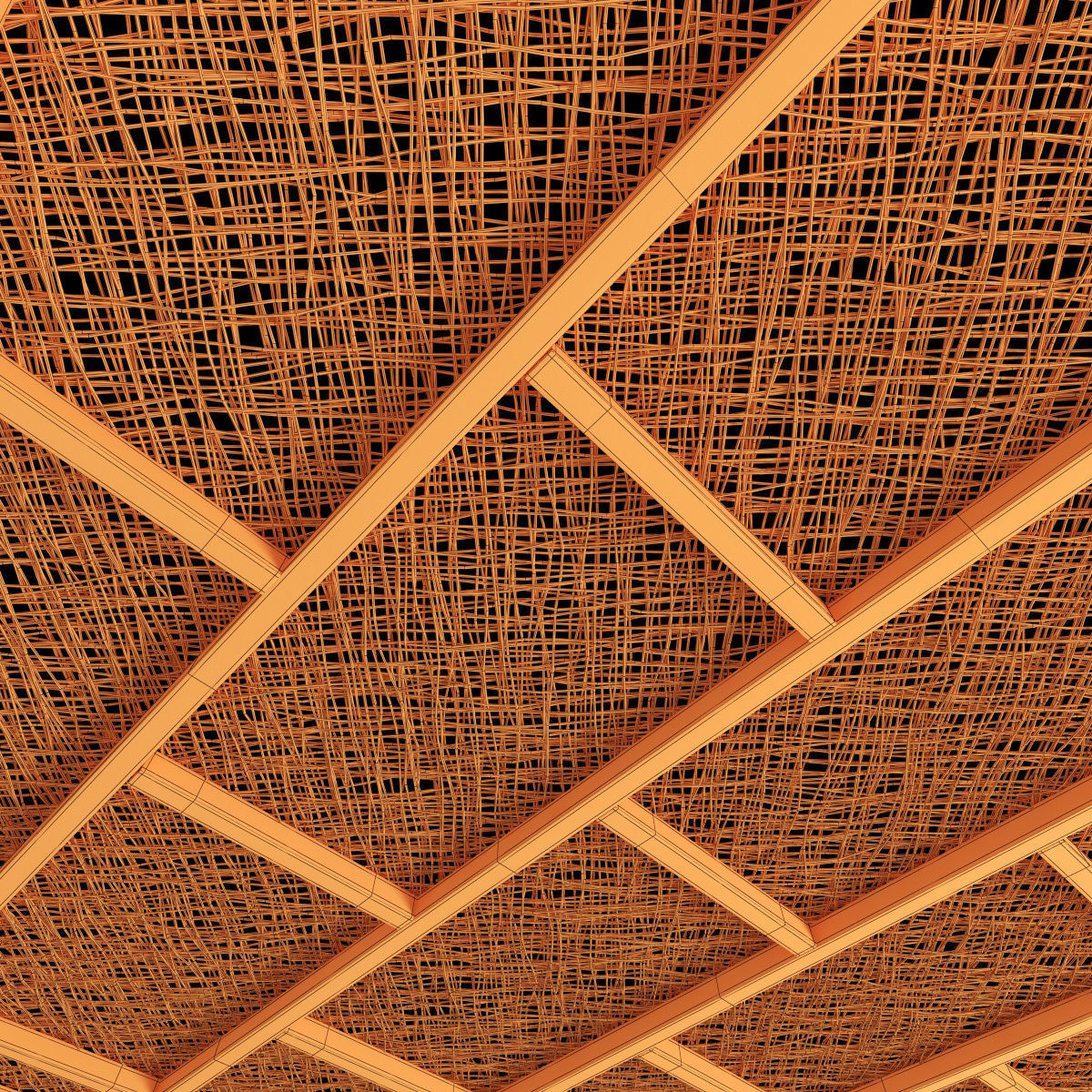 Ceiling diagonal wood thin branch beam n3 3D model | CGTrader