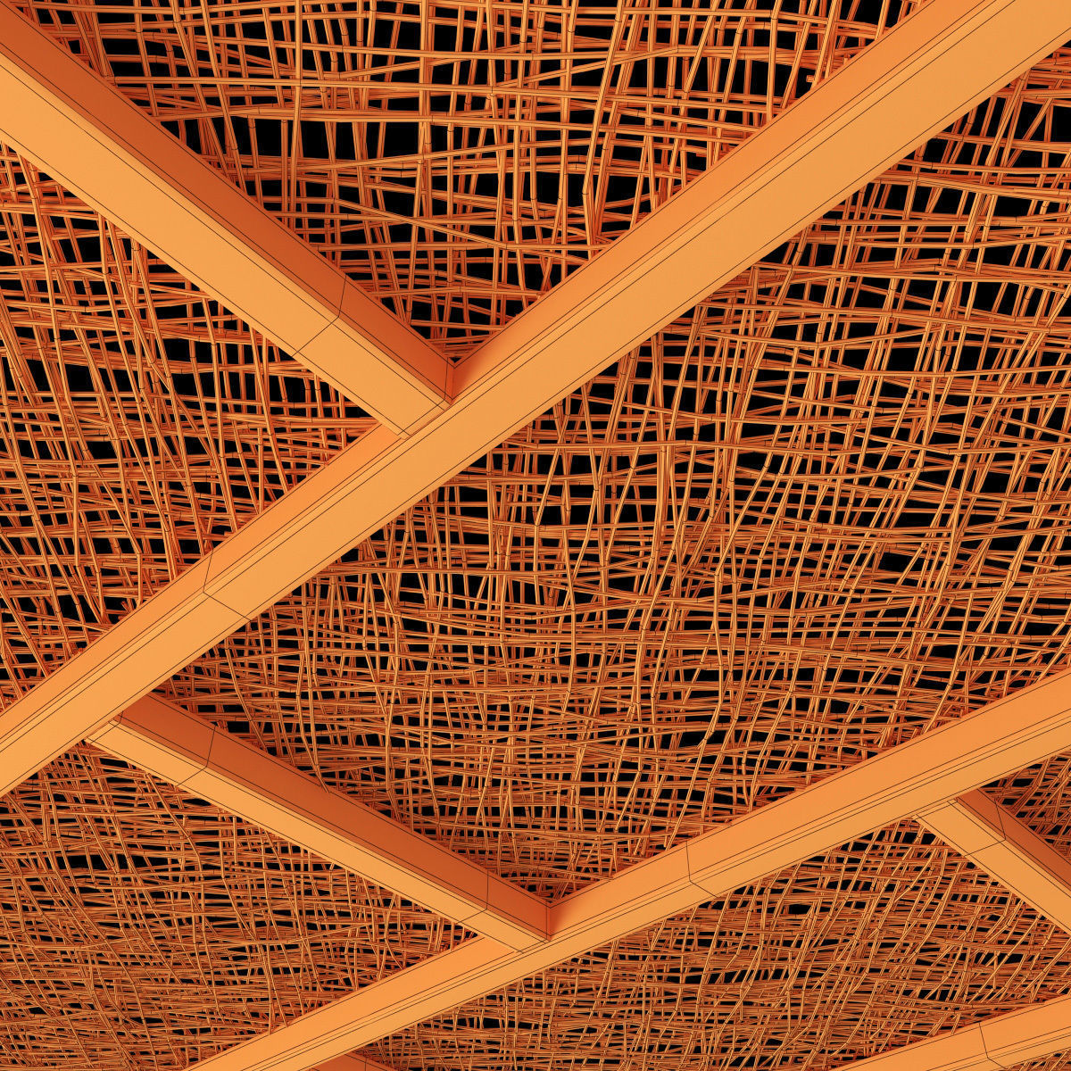 Ceiling diagonal wood thin branch beam n3 3D model | CGTrader