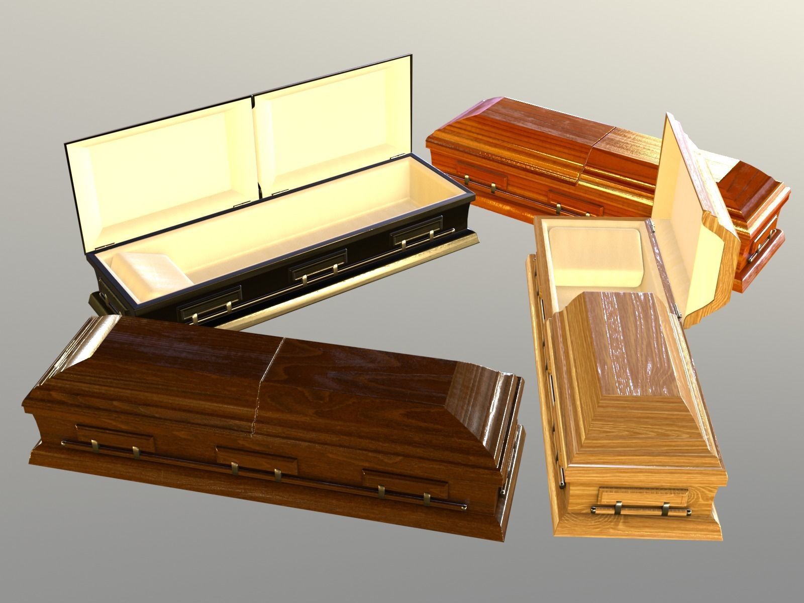 3D Model Collection Wooden Caskets - 4 versions VR / AR / low-poly ...