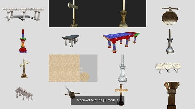 3D Model Collection Medieval Altar Kit VR / AR / low-poly | CGTrader