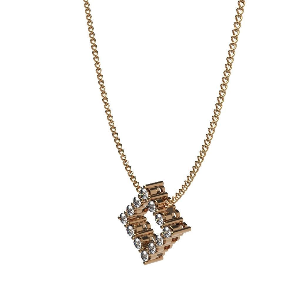 Square Hidden Bail Pendant Minimalism D10mm Gem 2mm 3D model 3D ...