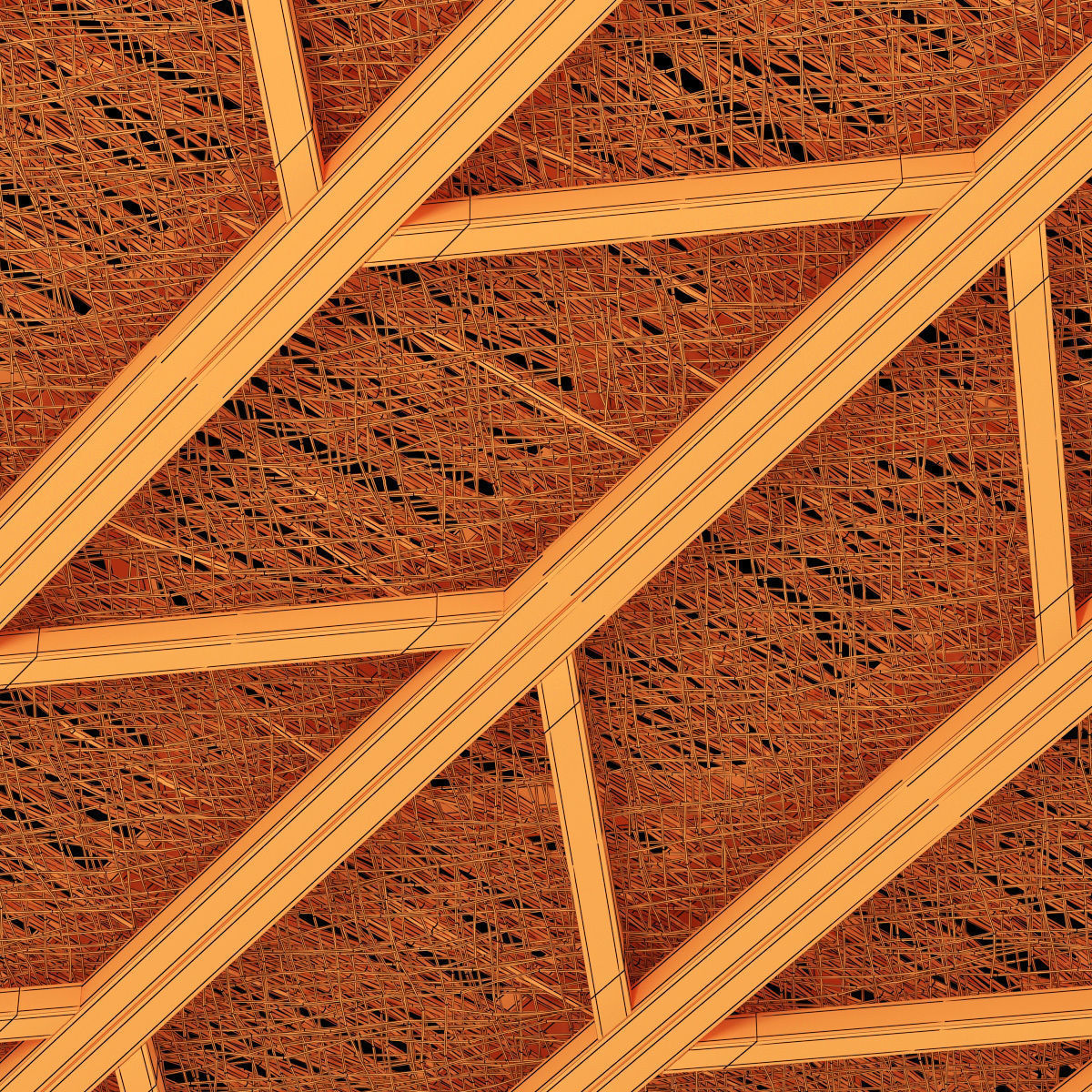 Ceiling diagonal wood thin branch beam n5 3D model | CGTrader
