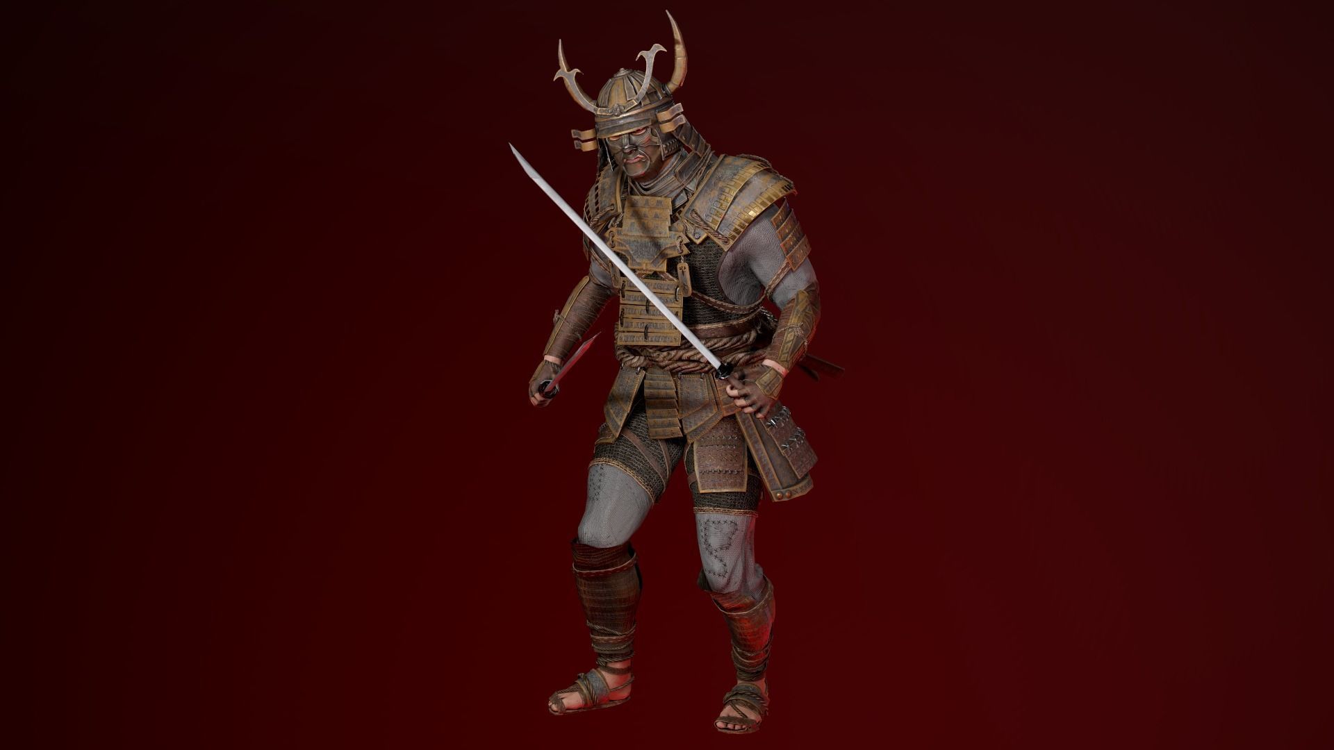 3D model Samurai Boss VR / AR / low-poly rigged animated | CGTrader