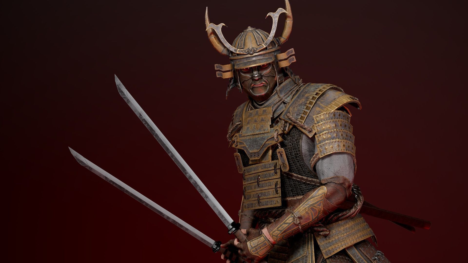 3D model Samurai Boss VR / AR / low-poly rigged animated | CGTrader