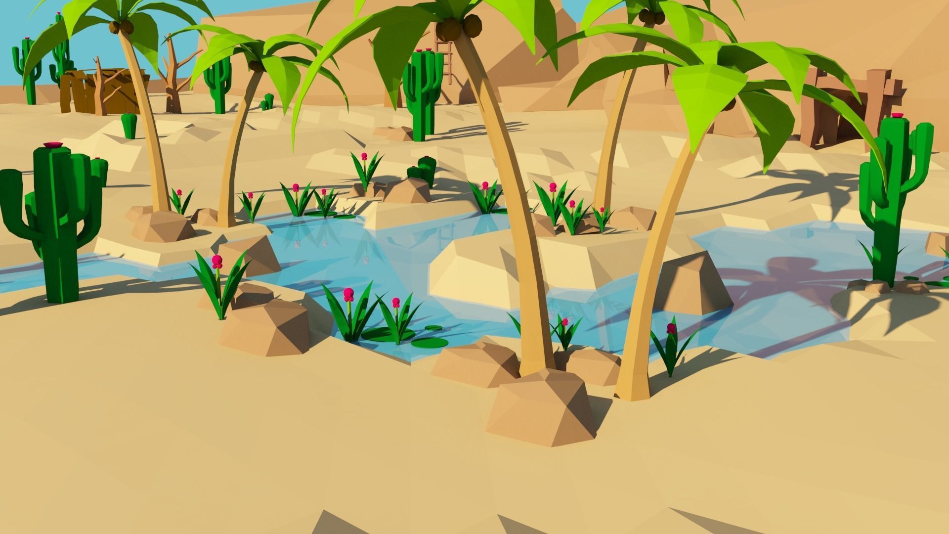 3D model Lowpoly Desert Game Environment Assets - Oasi 3d models VR ...