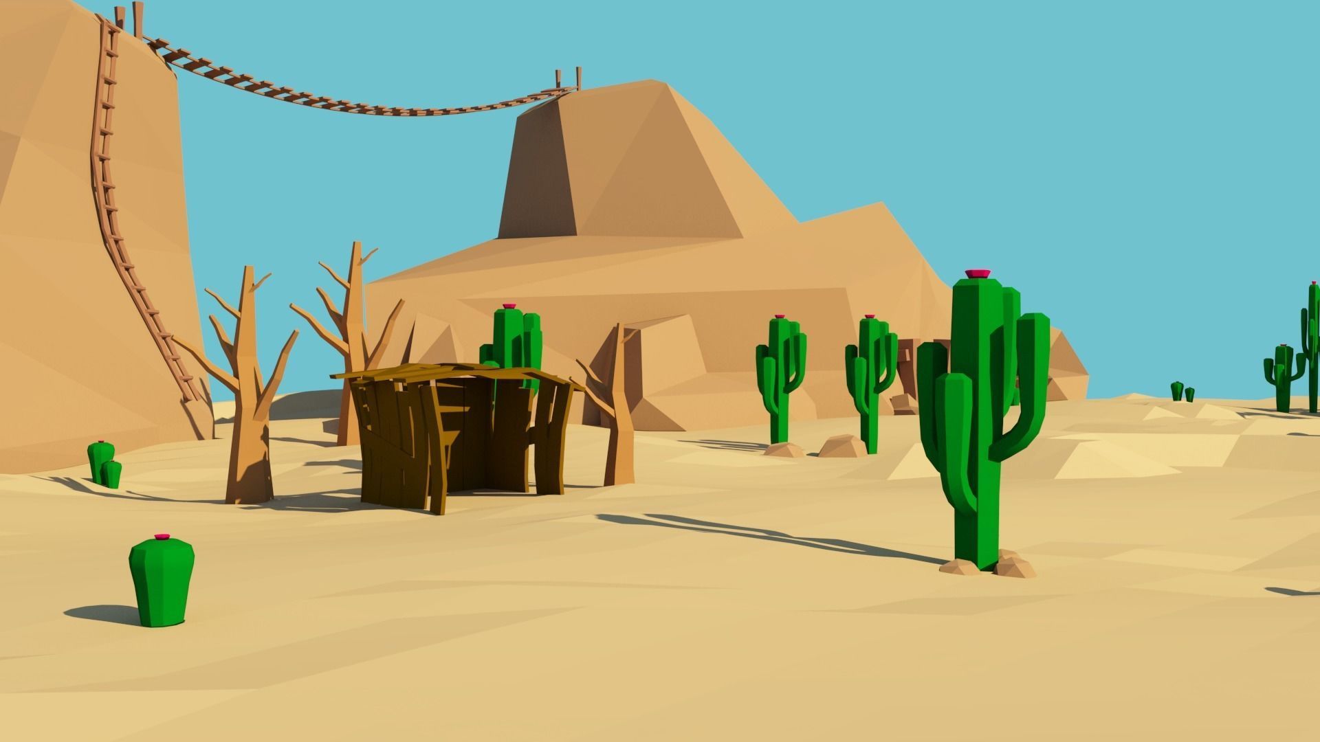 3D model Lowpoly Desert Game Environment Assets - Oasi 3d models VR ...