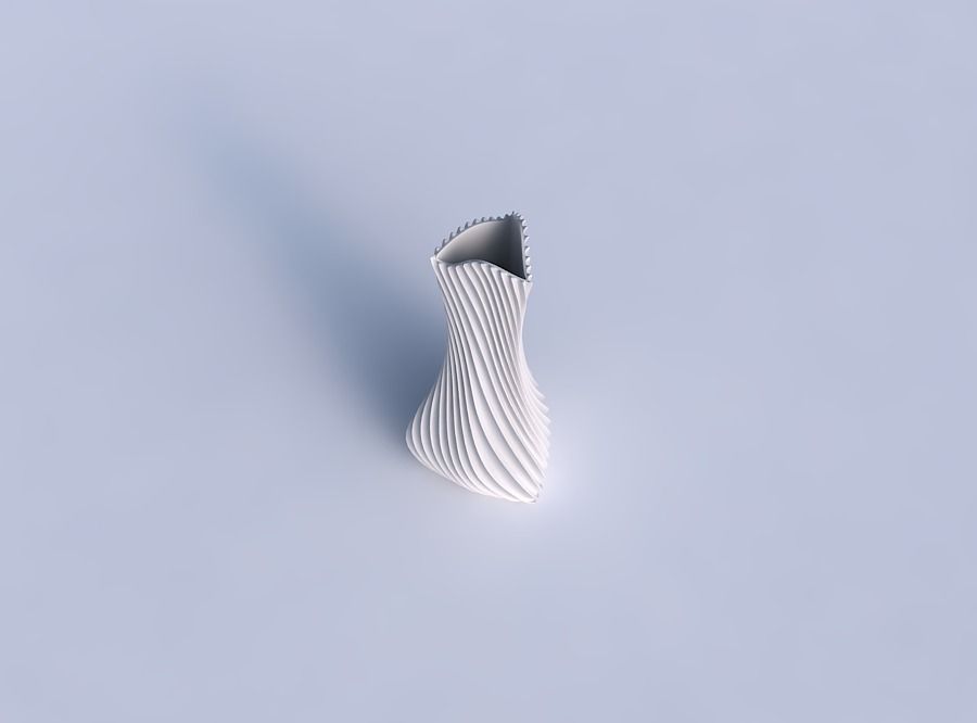 Vase puffy triangle with bent extruded lines 3 3D model 3D printable ...
