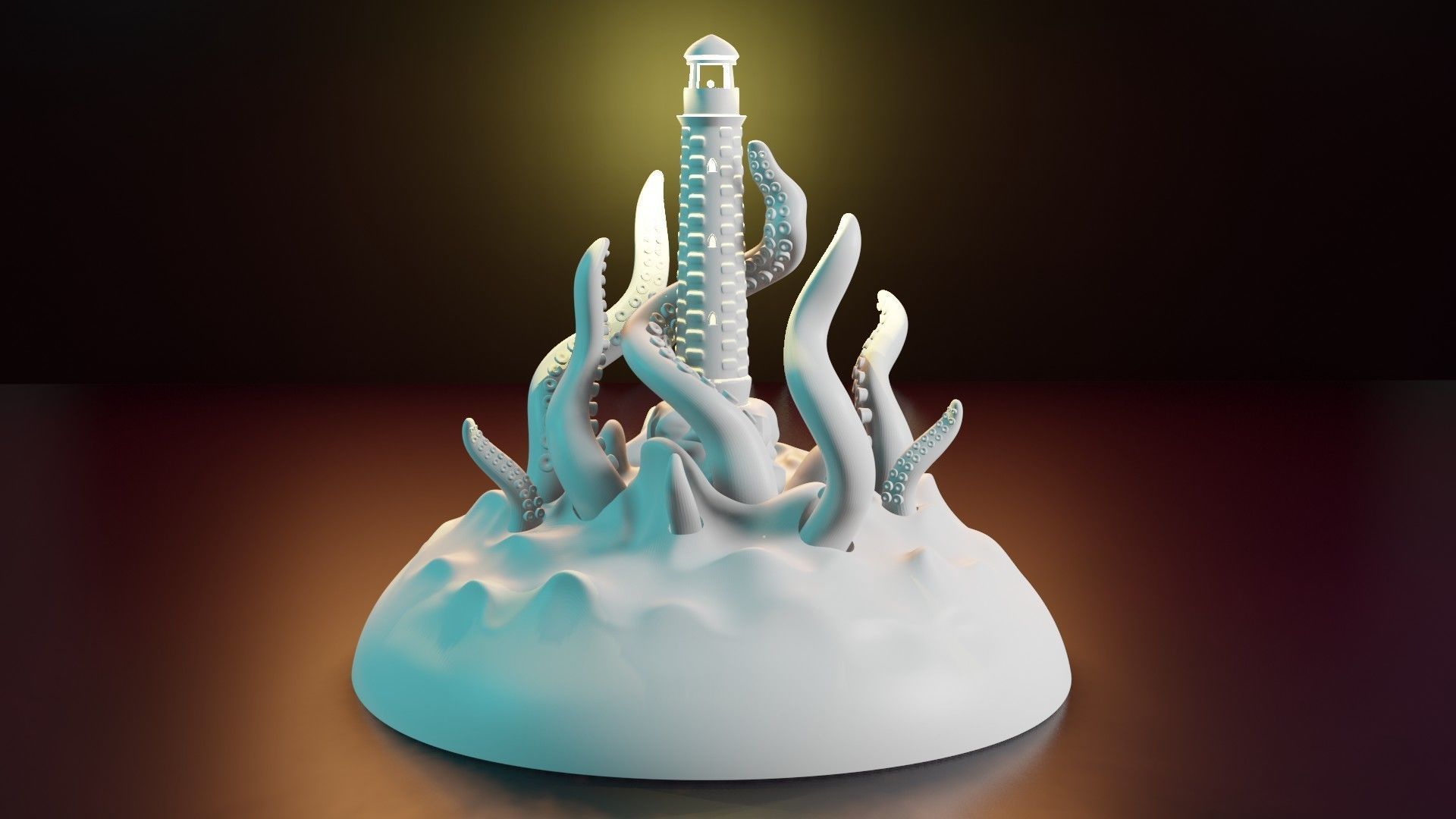 kraken lighthouse 3D model 3D printable | CGTrader