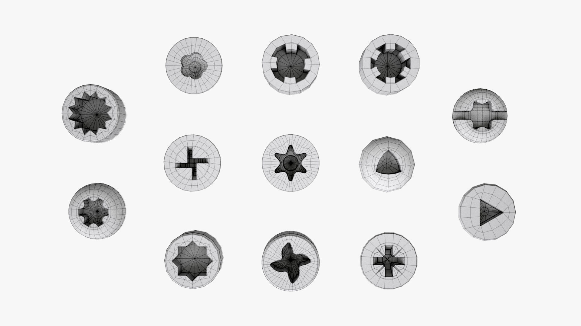 3D model Screw Heads Collection 3 VR / AR / low-poly | CGTrader
