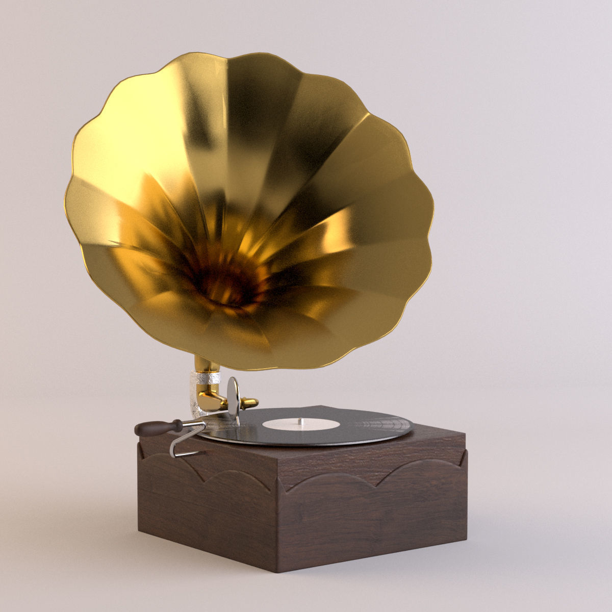 Gramophone golden 3D model animated | CGTrader