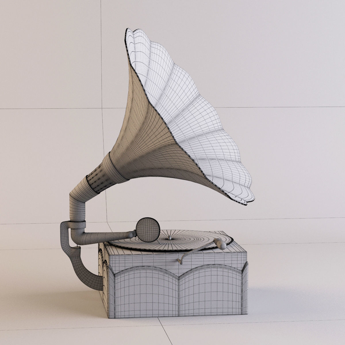 Gramophone golden 3D model animated | CGTrader