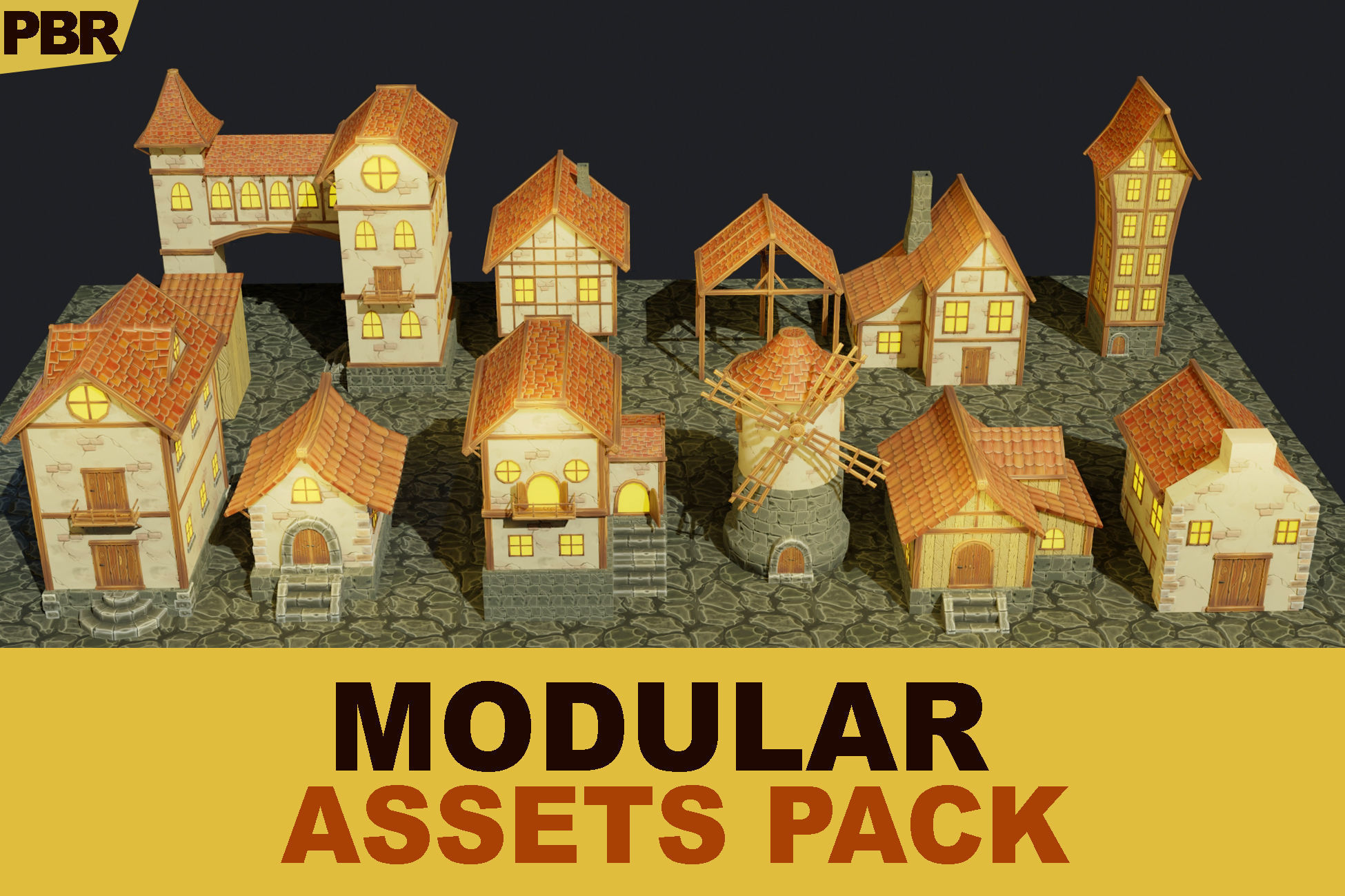 Stylized Medieval House Modular Pack 3D model | CGTrader