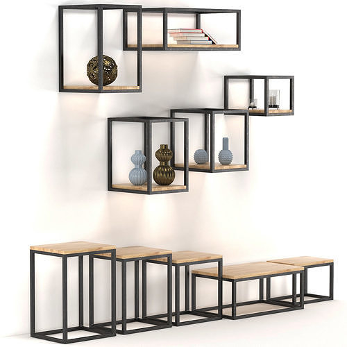 3D model Shelves on the wall HOFT home of loft Pl 1 VR / AR / low-poly ...