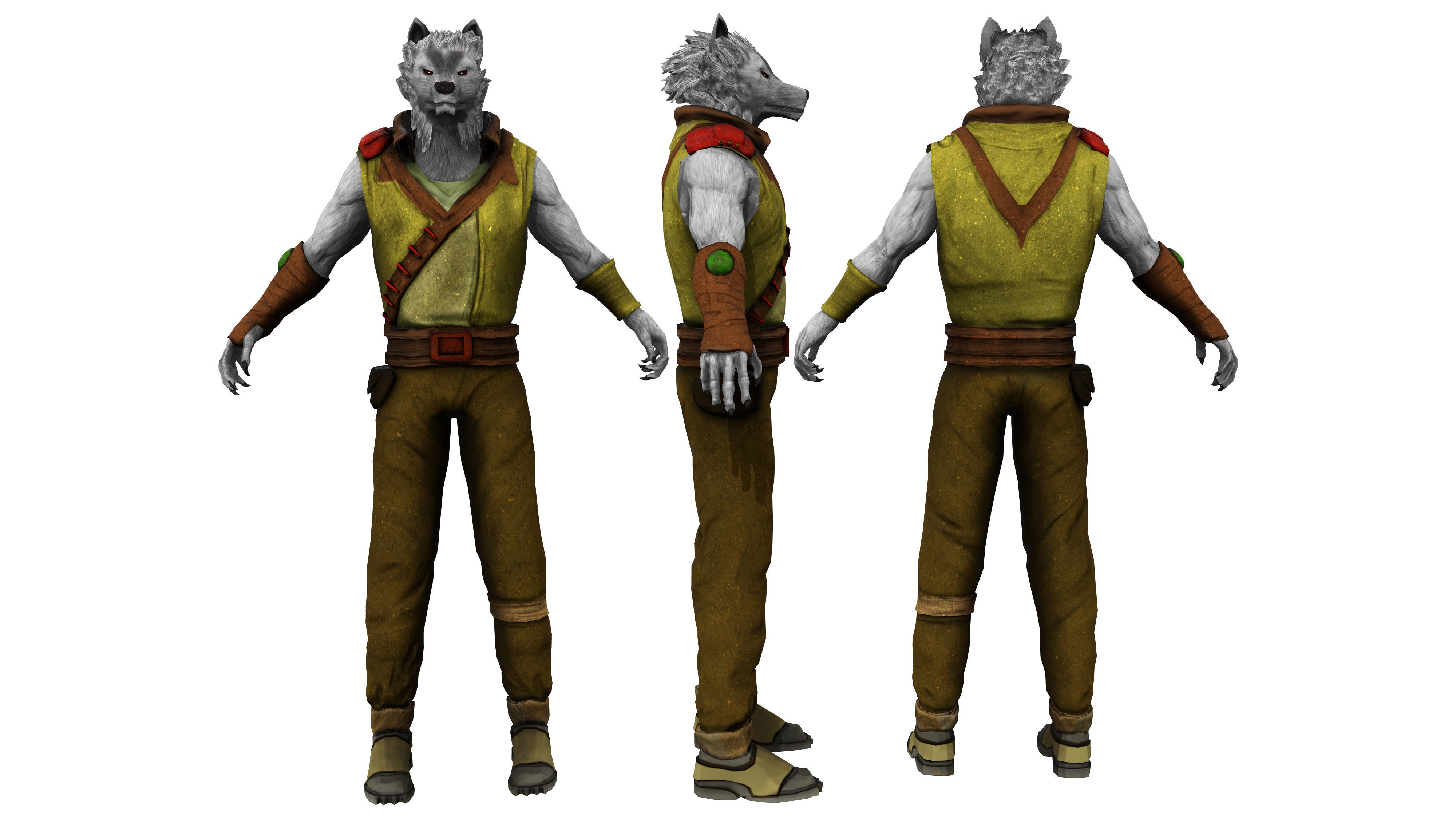3D model Humansize Rigged Wolf Character VR / AR / low-poly rigged ...