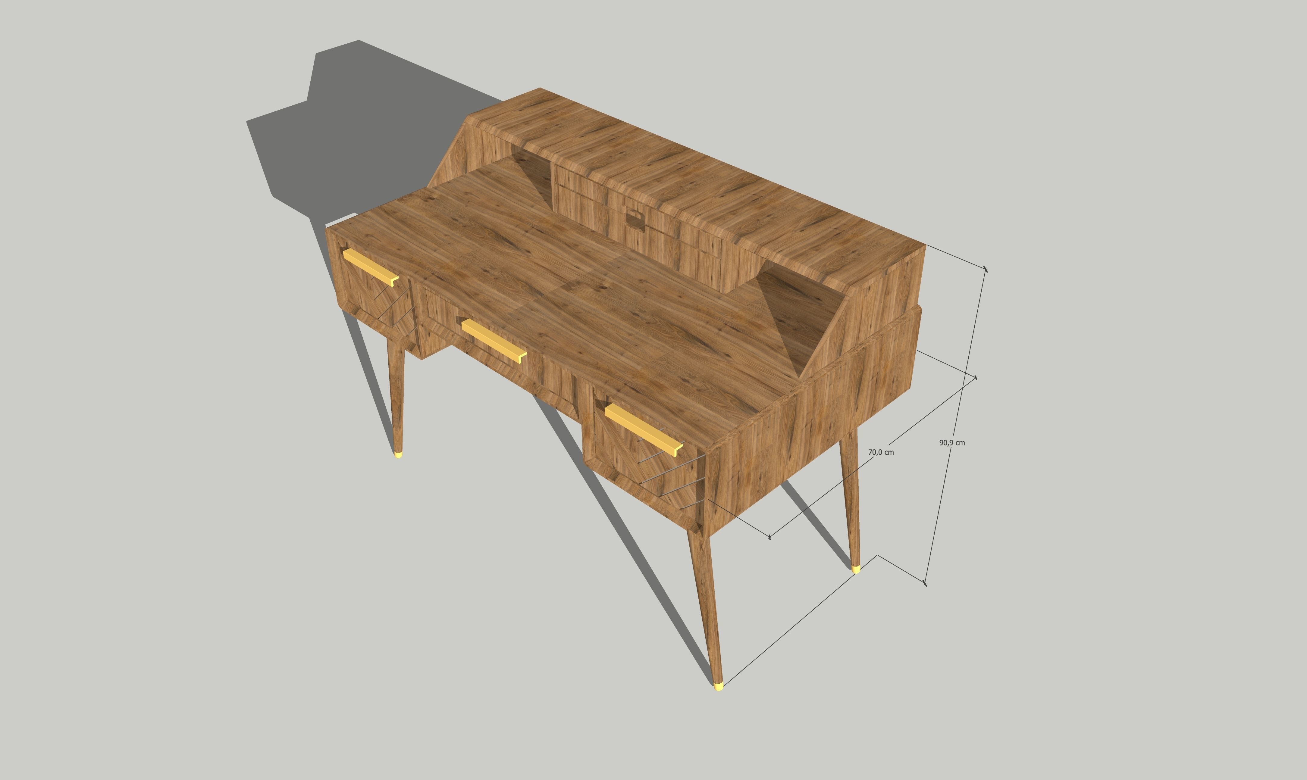 Wood desk free 3D model | CGTrader