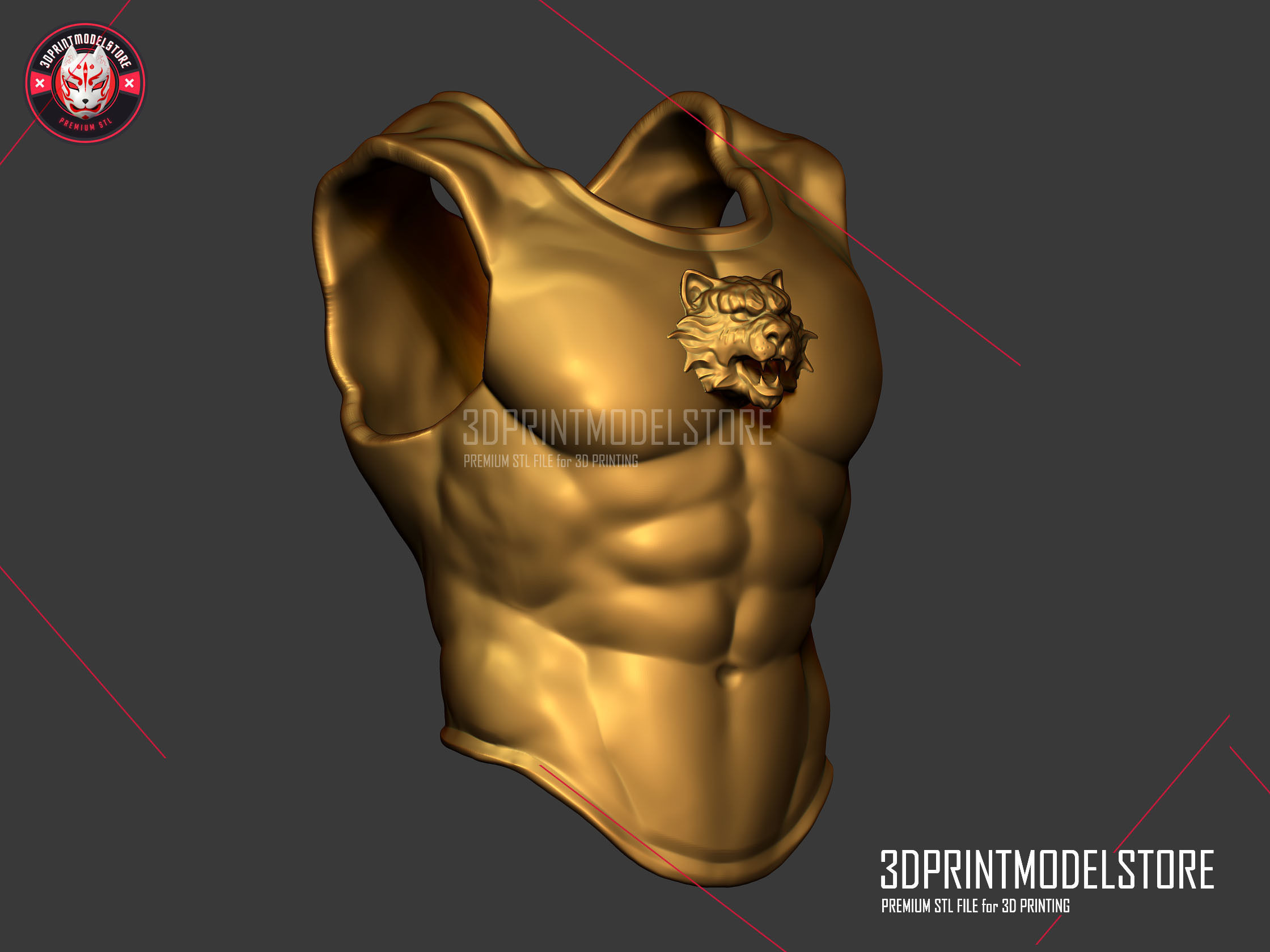 Body Chest Armor - Larp Armor Cosplay - Tiger Roman Muscle Armor 3D ...